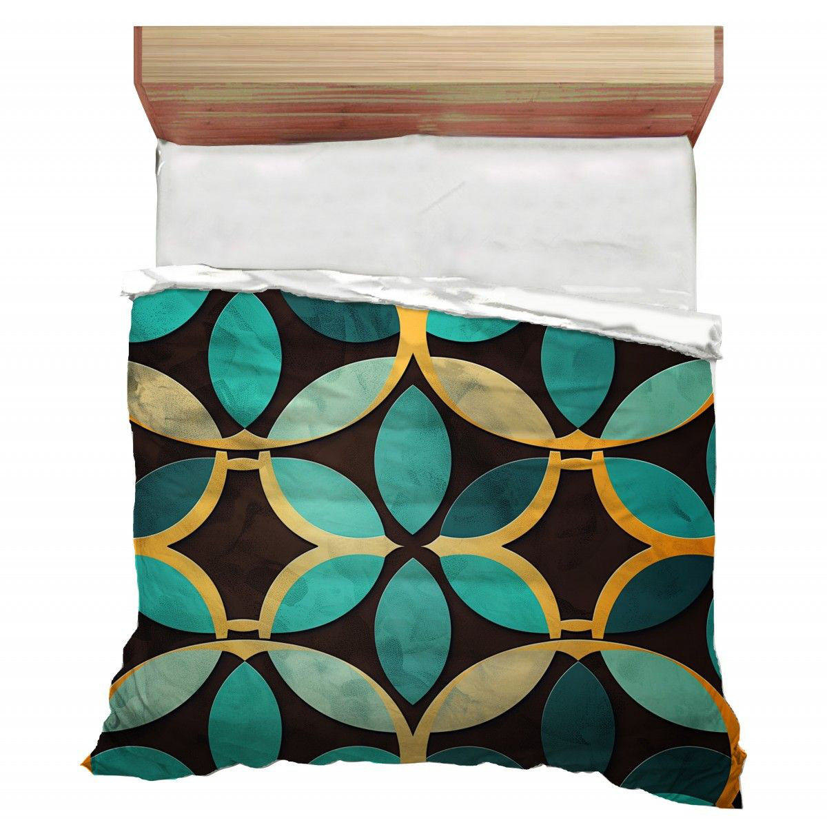 VisionDecor Retro Pattern Bedding Visual Art Duvet Cover Turquoise ...