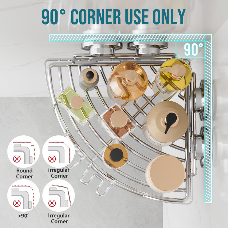 Rebrilliant Powerful Suction Cup Corner Shower Caddy 2-Pack | Wayfair