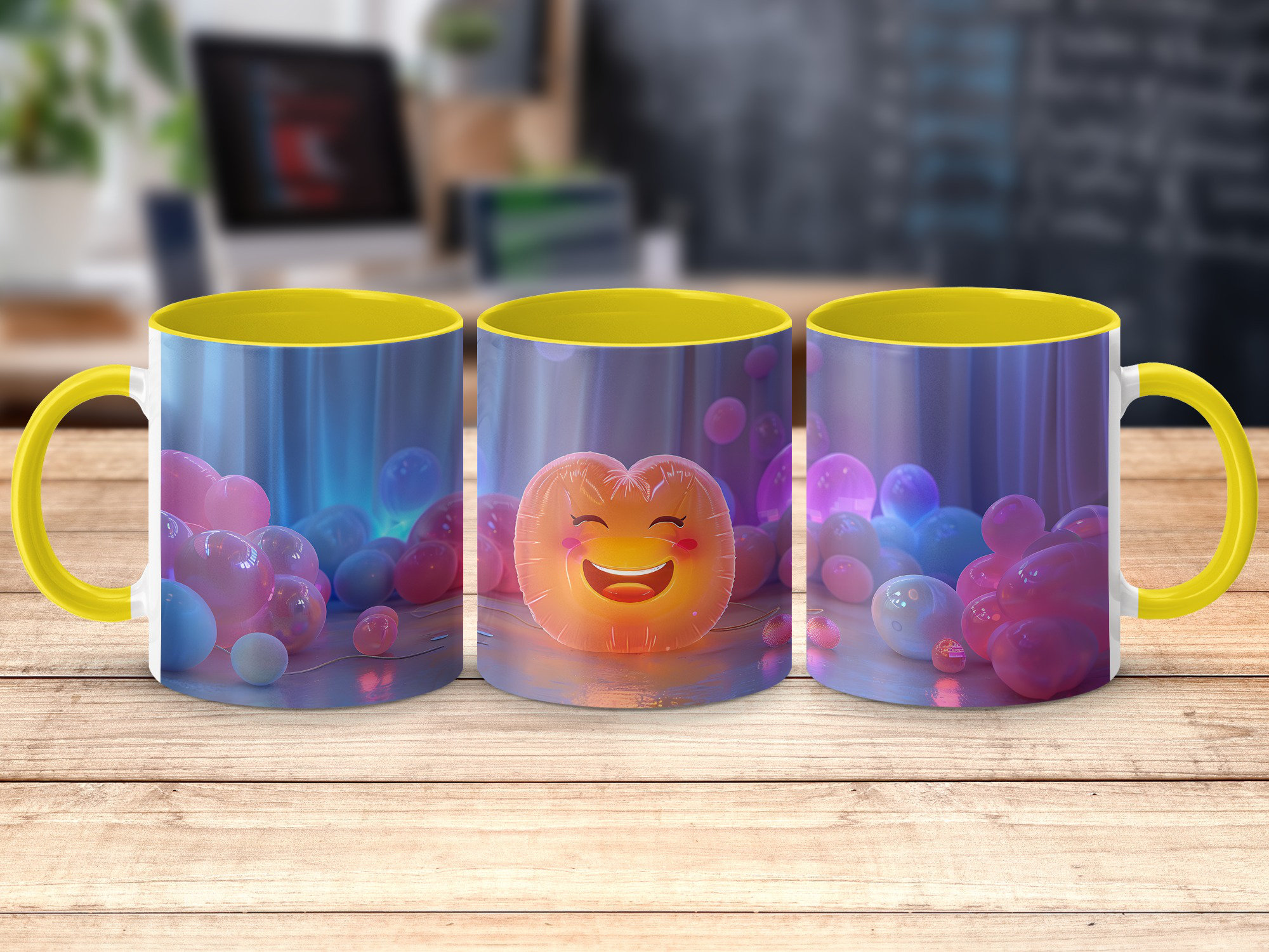 East Urban Home Set of 2 Colourful 3D Design 11oz Accent Mugs – White ...