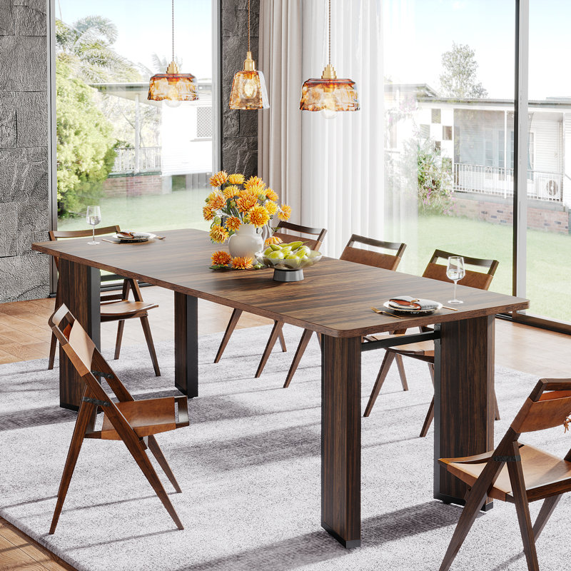 Millwood Pines Chrystalyn 78.8 Inch Rectangular Dining Table for 6-8 ...