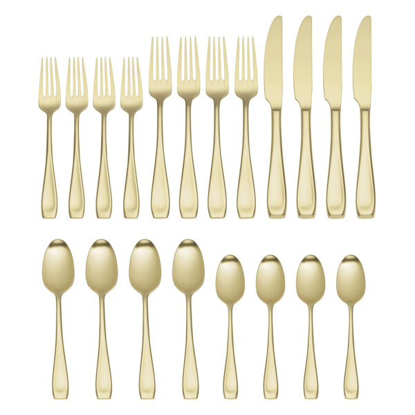 Oneida Moda Satin Champagne 20 Piece Fine Flatware Set & Reviews | Wayfair