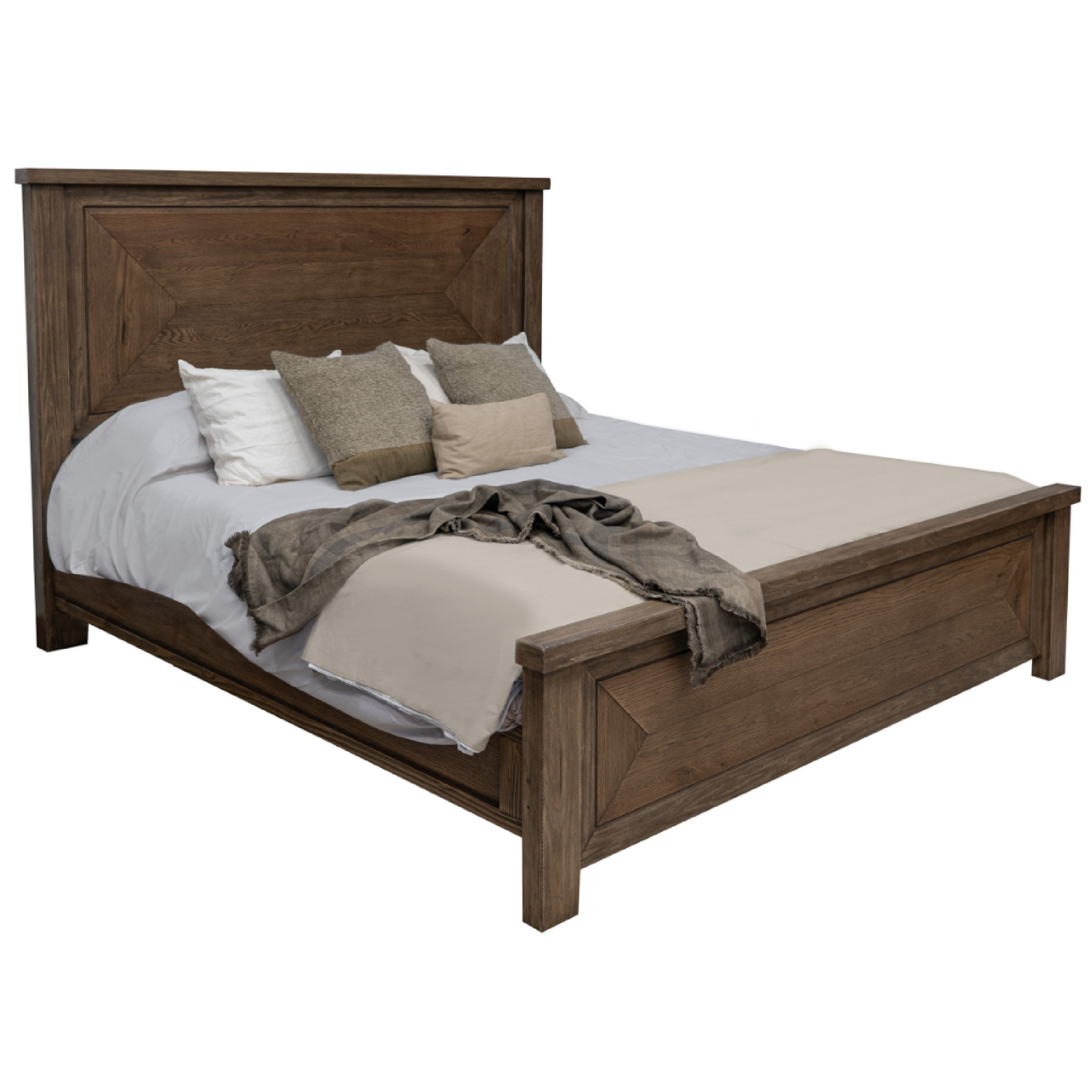 Benjara Loe Bed, Tall Panel Headboard, Walnut Brown Poplar Wood | Wayfair