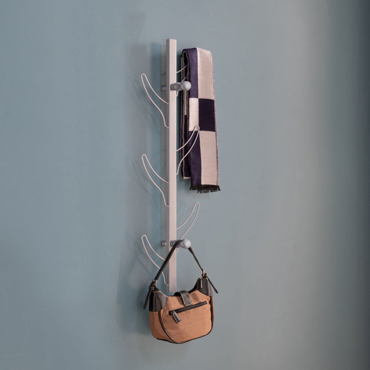 Rebrilliant Vertical Eight Hook Coat Rack Wall Mount Silver | Wayfair