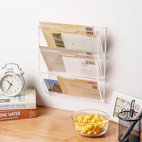 Rebrilliant 3-Tier Wall-Mounted Acrylic Mail Letter Holder | Wayfair