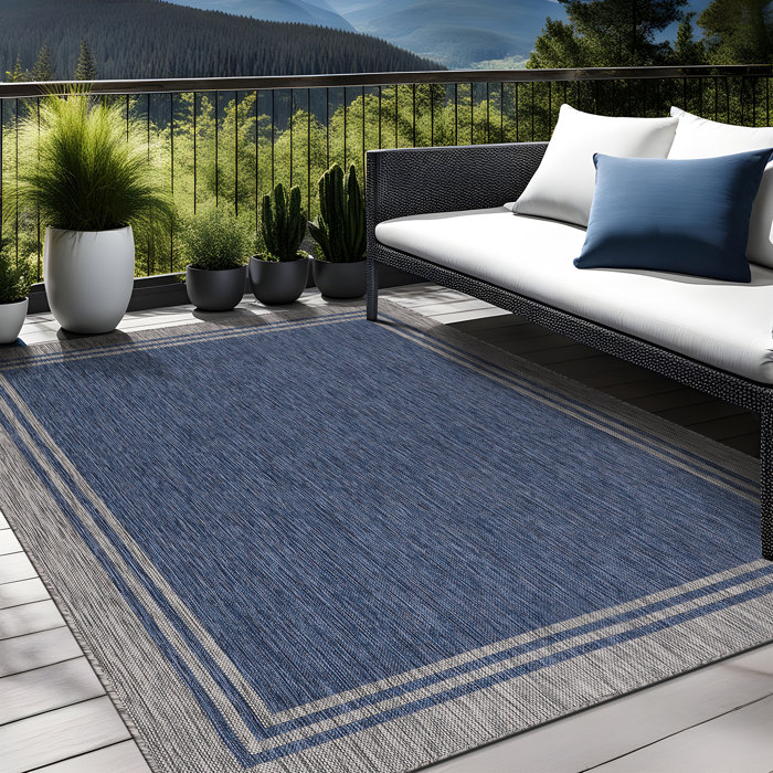 Wade Logan® Waikiki Blue/Gray Indoor/Outdoor Rug & Reviews | Wayfair