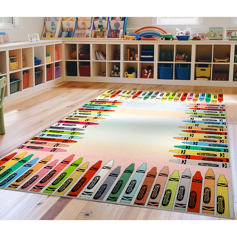 Well Woven Crayola 5' x 7' Crayon Parade Playroom Area Rug | Wayfair