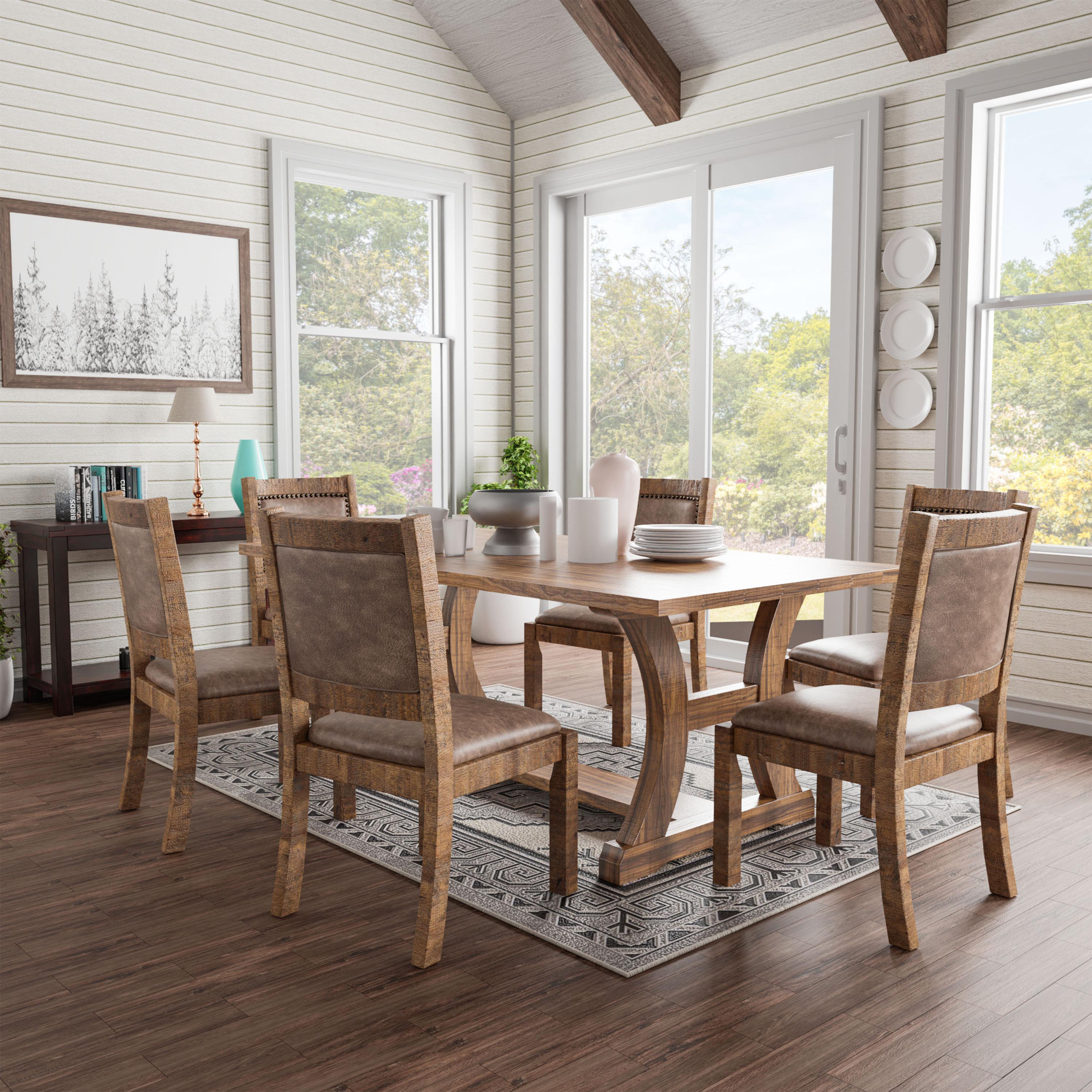 Laurel Foundry Modern Farmhouse Barger Wood 7 Piece Dining Table Set