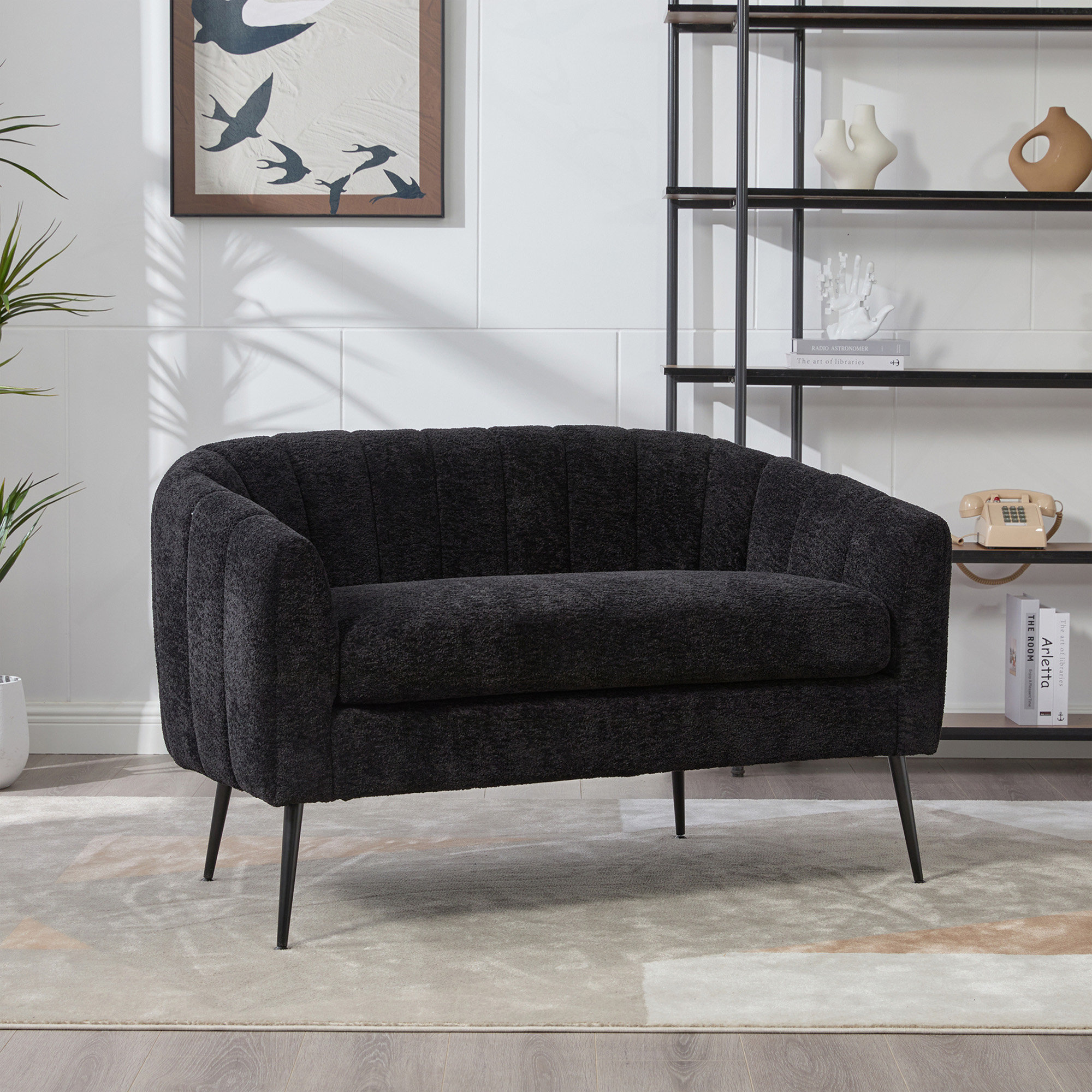 George Oliver 50.2'' Wide Upholstered Chenille Mini Loveseat Accent ...