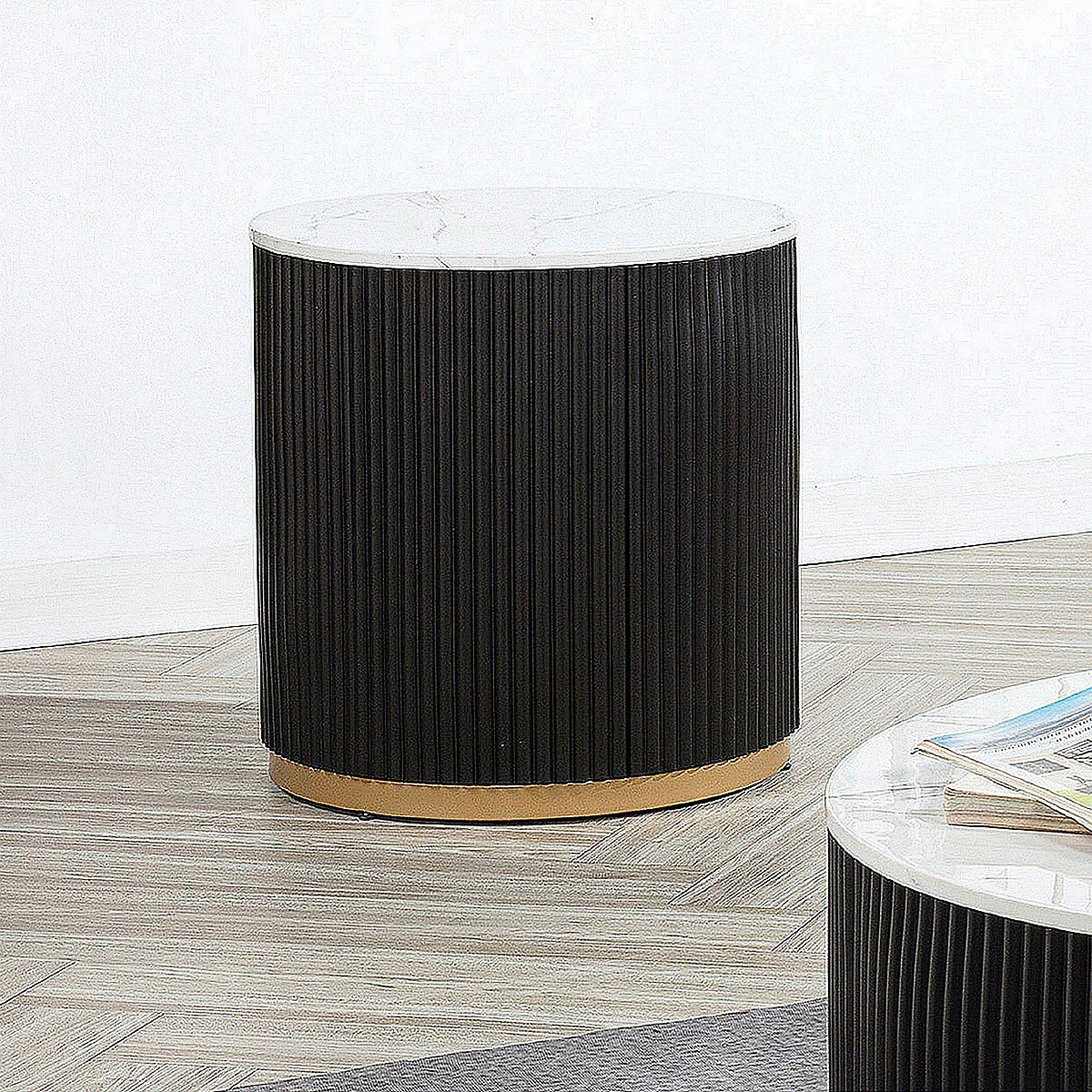 Orren Ellis 1Pc End Table Modern Cocktail Group Inspired Top Reeded ...