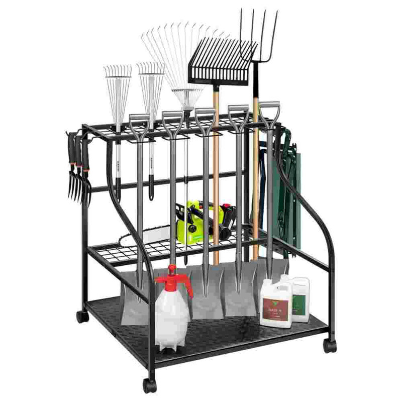 LOVE YOUR BATH LLC Heavy Duty Steel Garden Tool Organizer With Wheels ...