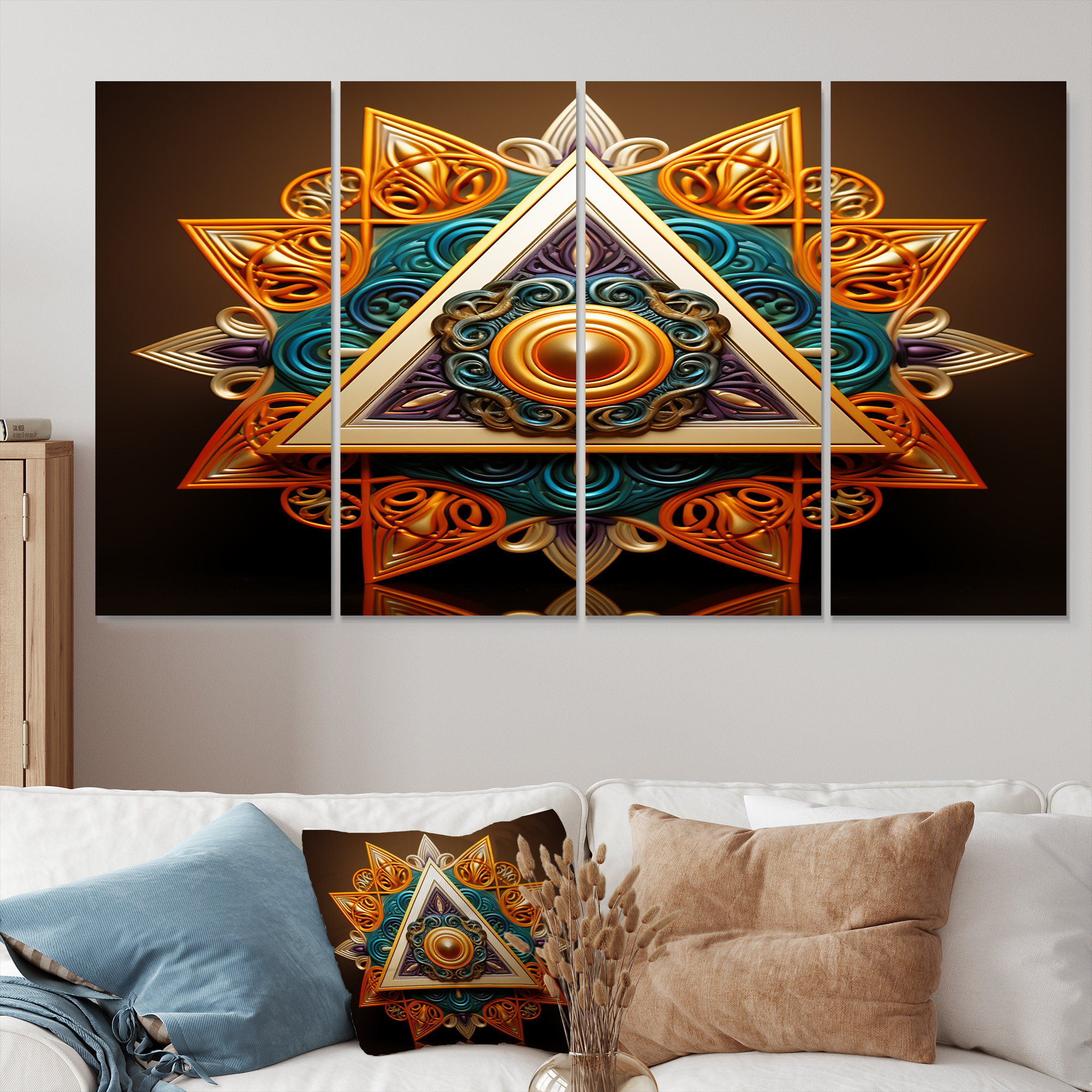 Bungalow Rose Mystical Triangle Star Mandala - Geometric Wall Art Set 4 ...