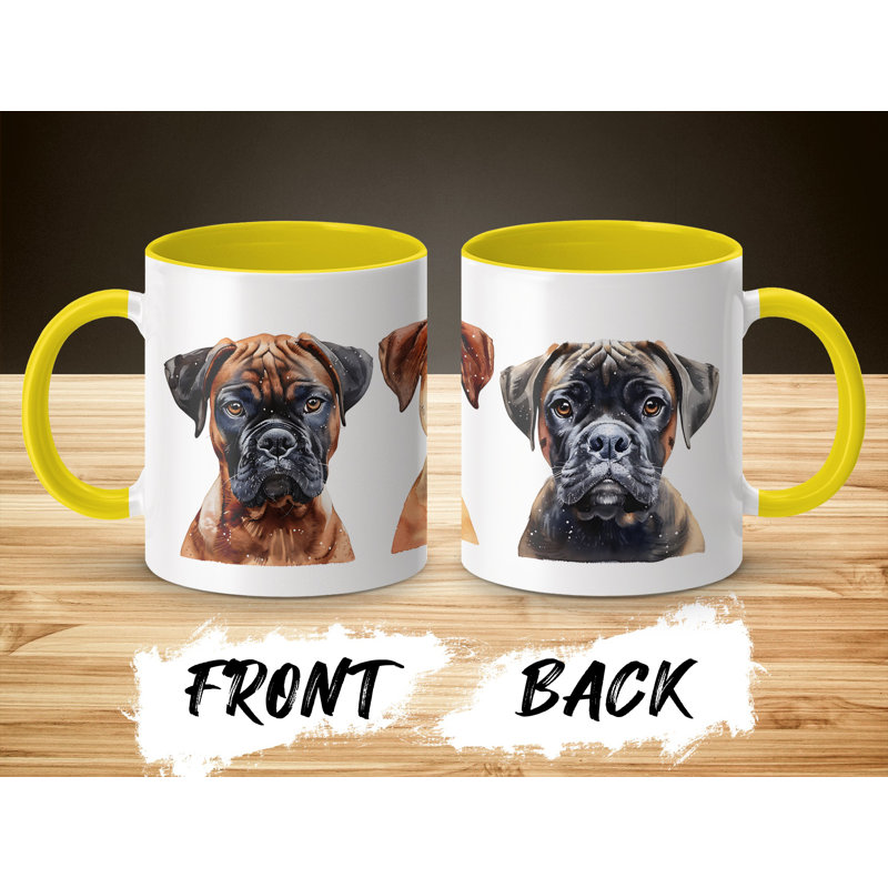 Brayden Studio Adorable Watercolor Boxer Dog Art Design 11oz Coffee Mug ...