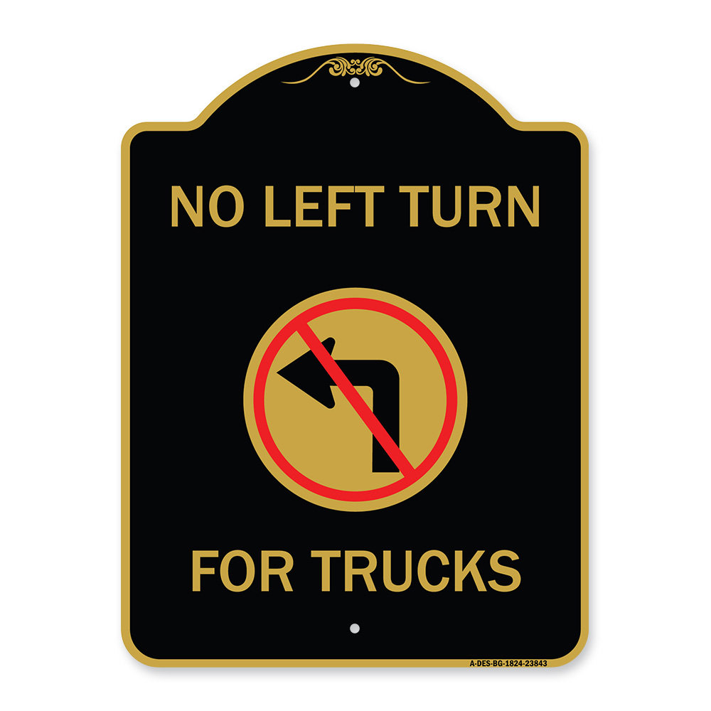 Signmission Designer Series Sign - No Left Turn For Trucks With Graphic ...