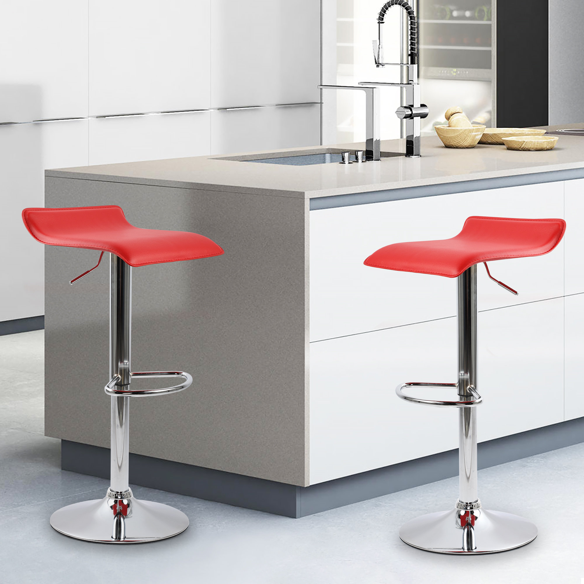 Wade Logan® Aryelle Adjustable PVC Counter High Swivel Barstools ...