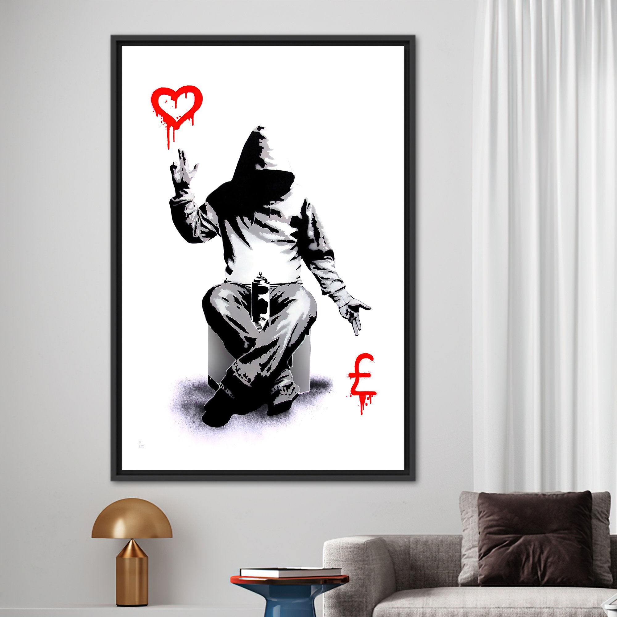 Lark Manor Illustration de Banksy, argent sur toile, peinture sur toile, art de Banksy, art ...