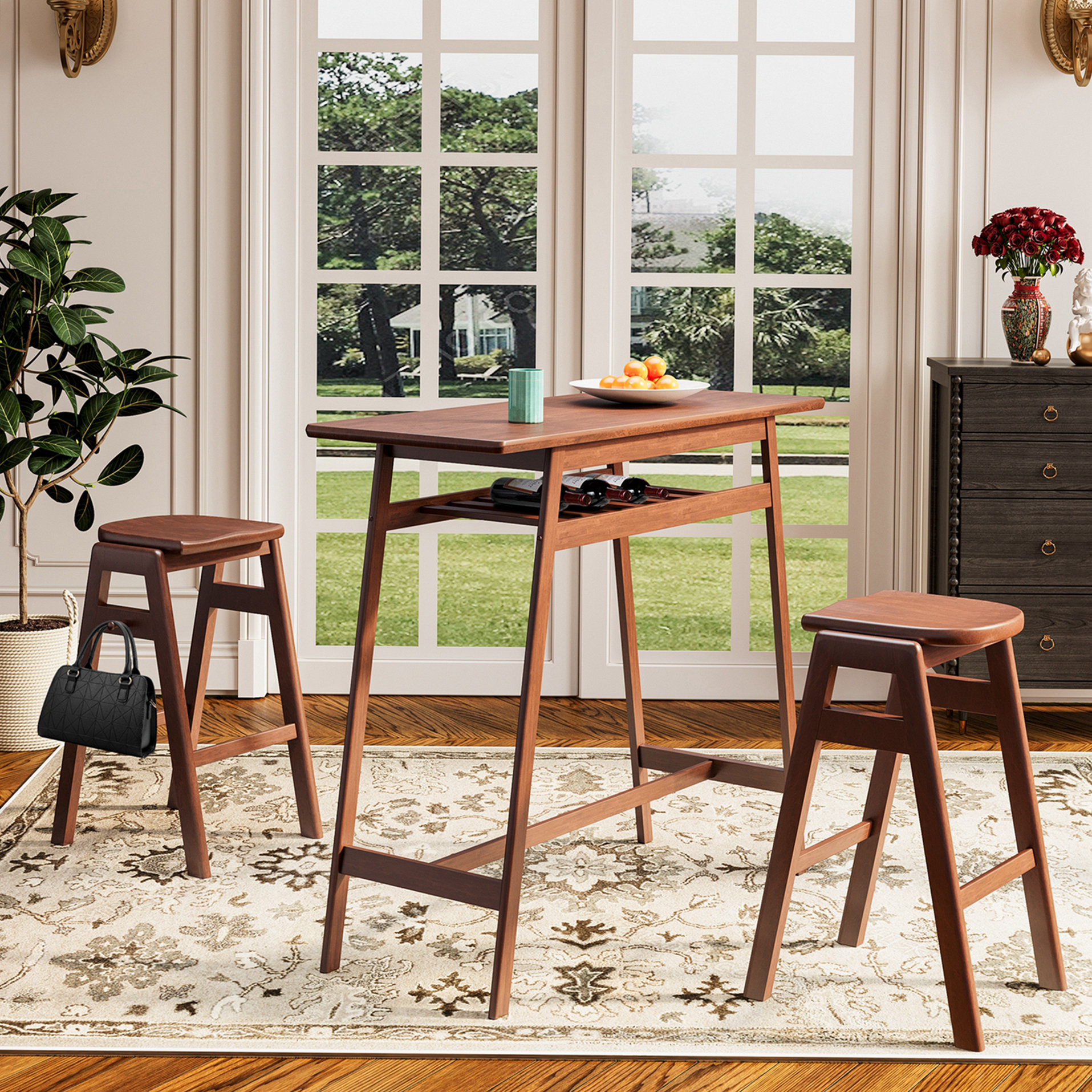 Winston Porter Rashiya 3 - Piece Double Pedestal Dining Set | Wayfair