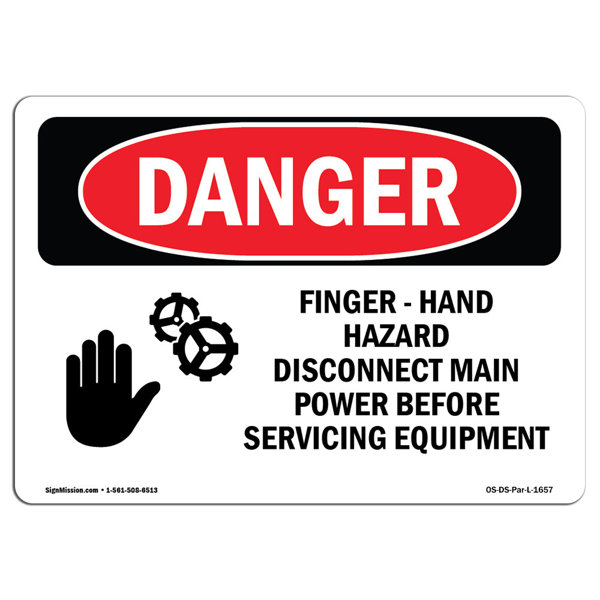 SignMission OSHA Danger Finger Hand Hazard Sign | Wayfair
