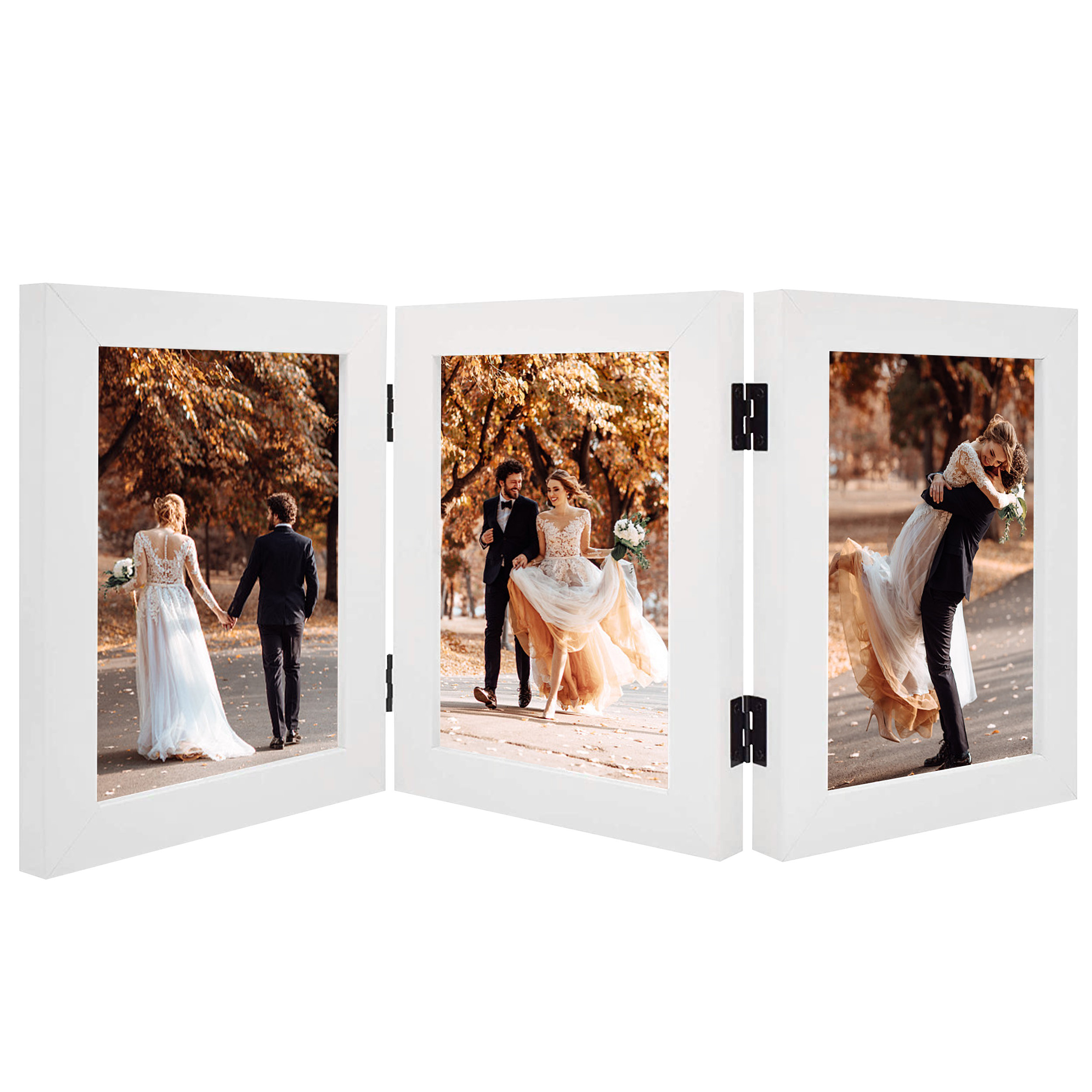 Latitude Run® Ariann Hinged Picture Frame for 3 Pictures Tabletop Photo ...