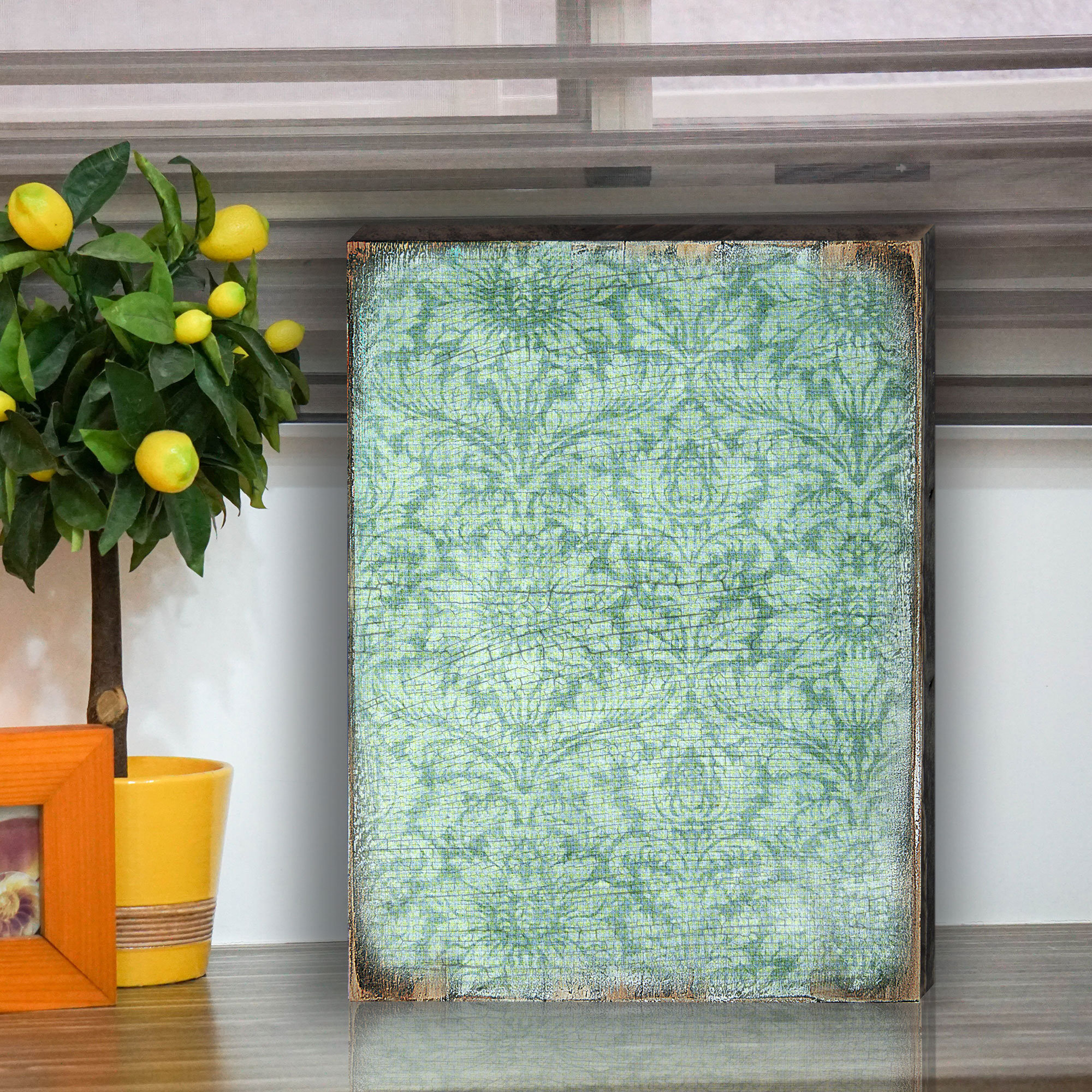 The Holiday Aisle® Wall Block Collection Rustic Blue Floral Handcrafted ...