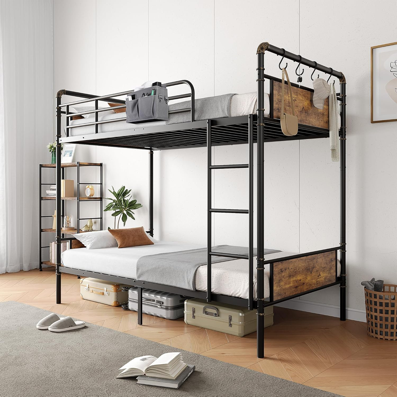 Mason & Marbles Metal Bunk Bed Twin Over Twin, Industrial Bunkbeds ...
