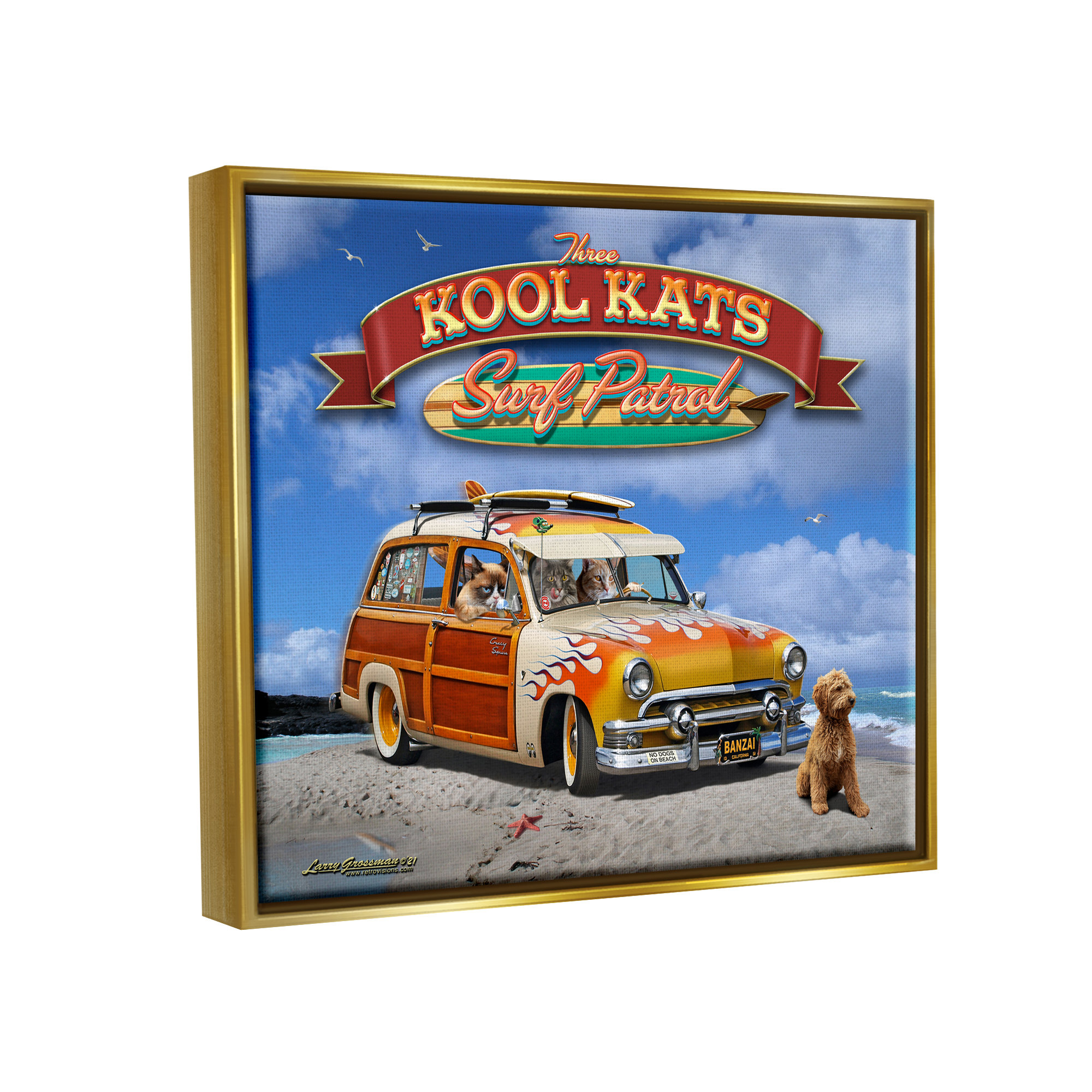 Highland Dunes Kool Kats Beach Framed On Canvas Print | Wayfair