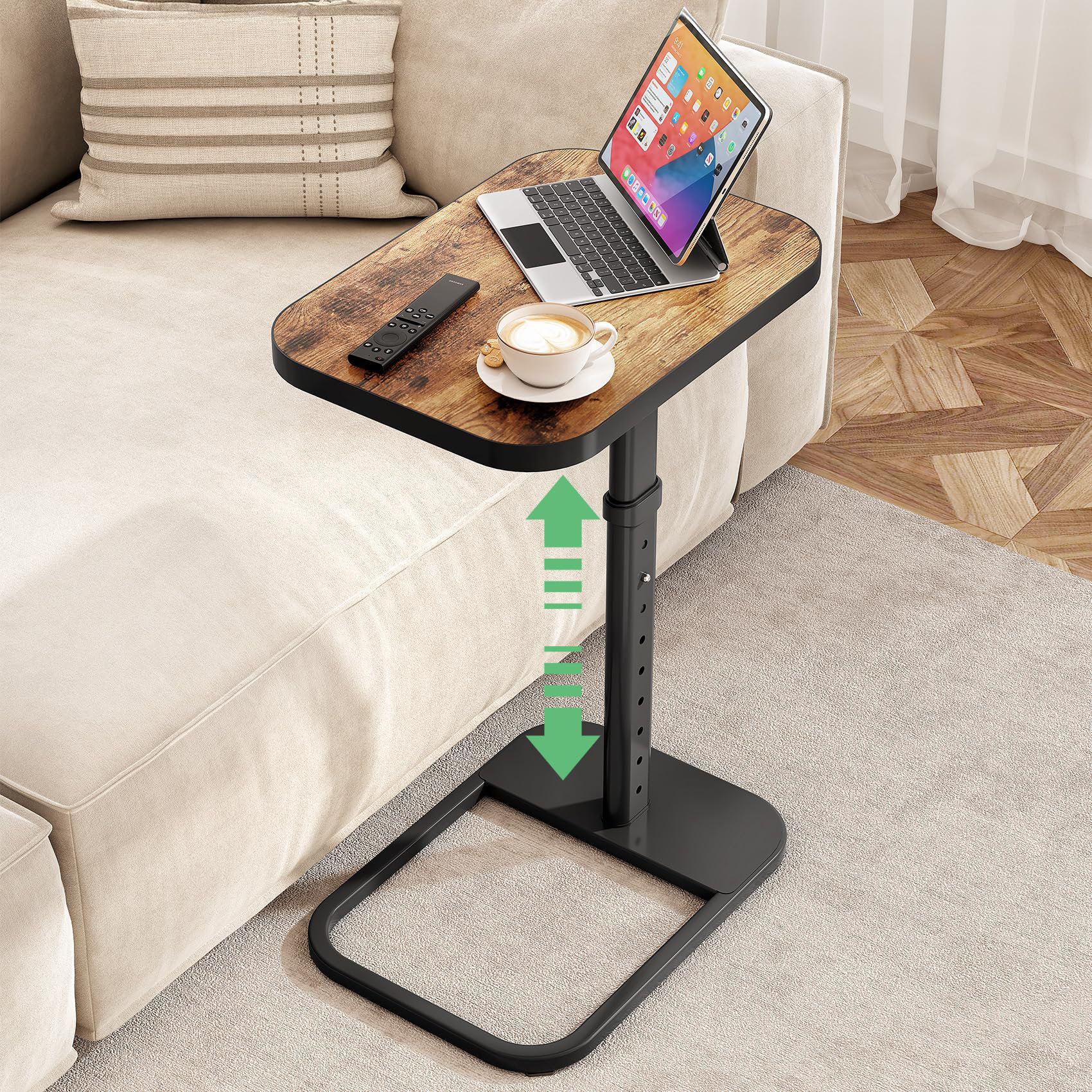 17 Stories Adjustable Height TV Tray Table - Space-Saving Flip-Over ...