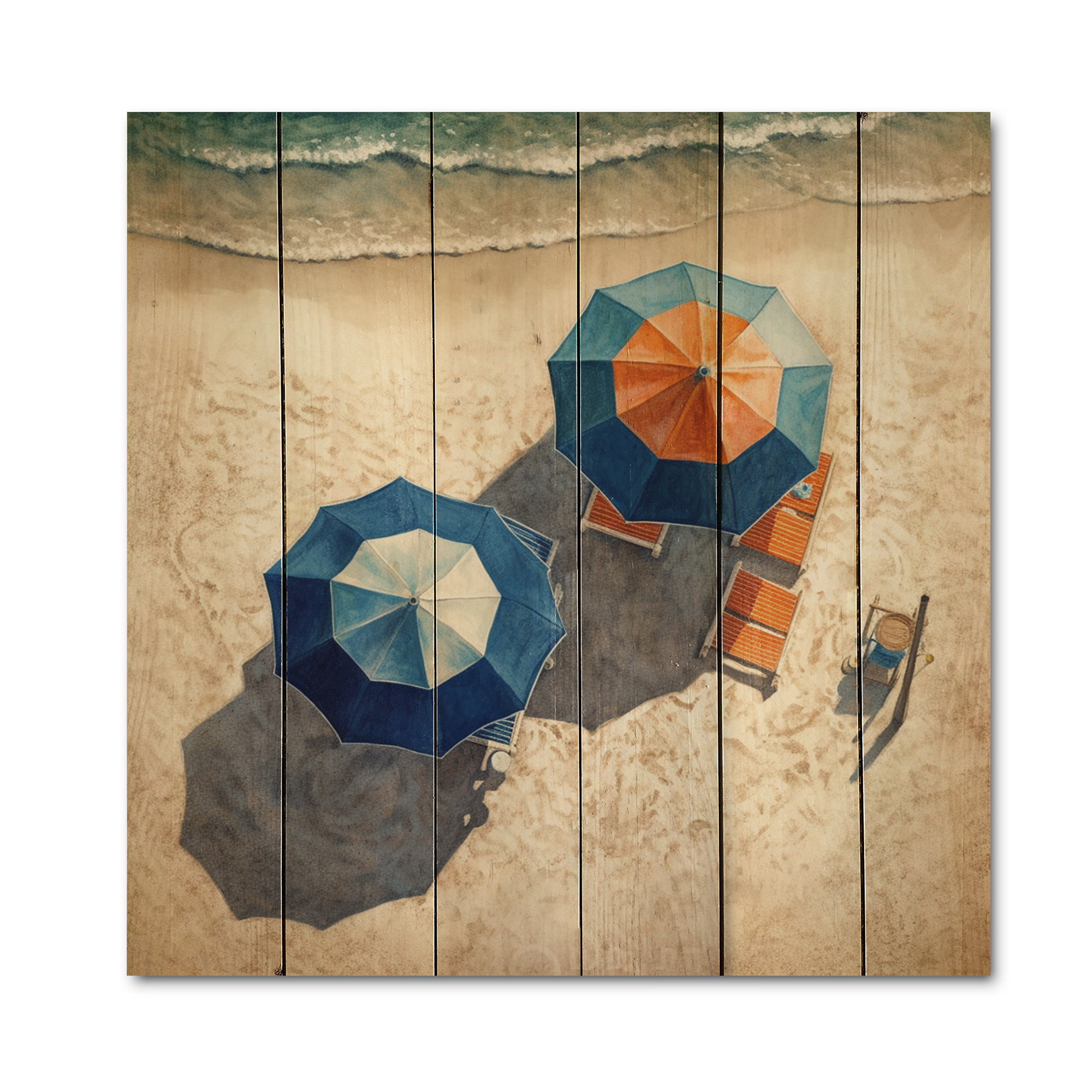 Red Barrel Studio® Camrie Beachside Chairs And Umbrellas V On Wood ...