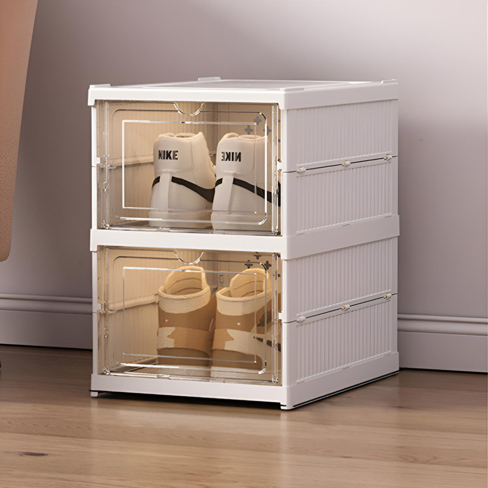 Rebrilliant Transparent Shoe Box, Integrated Narrow Shoe Rack - Wayfair ...