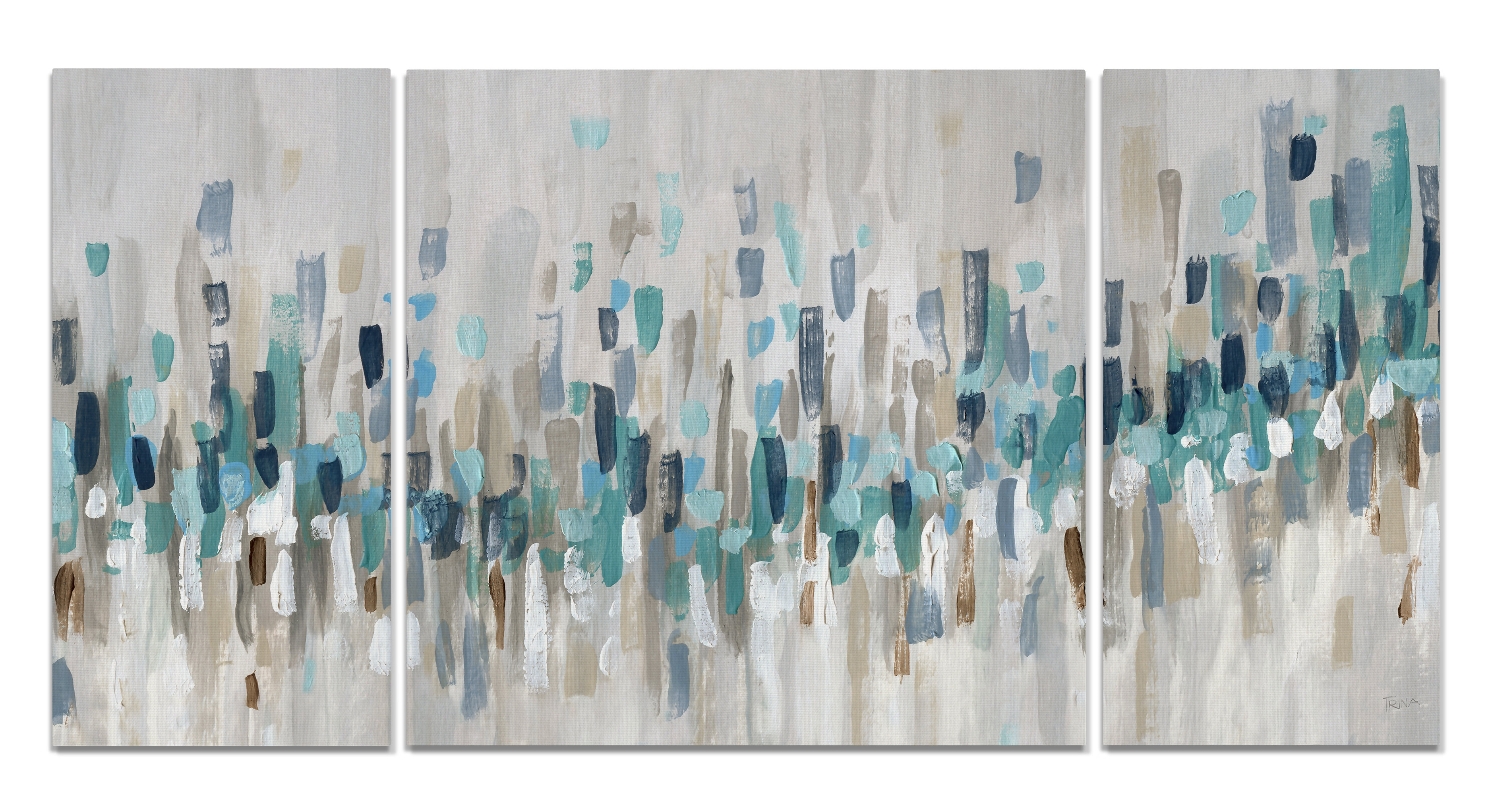 Wexford Home A Premium 'Blue Staccato' Painting Multi-Piece Image on ...