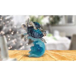 Dovecove 8.75"H Sea Turtle with Baby Swimming on Wave Figurine Unique ...