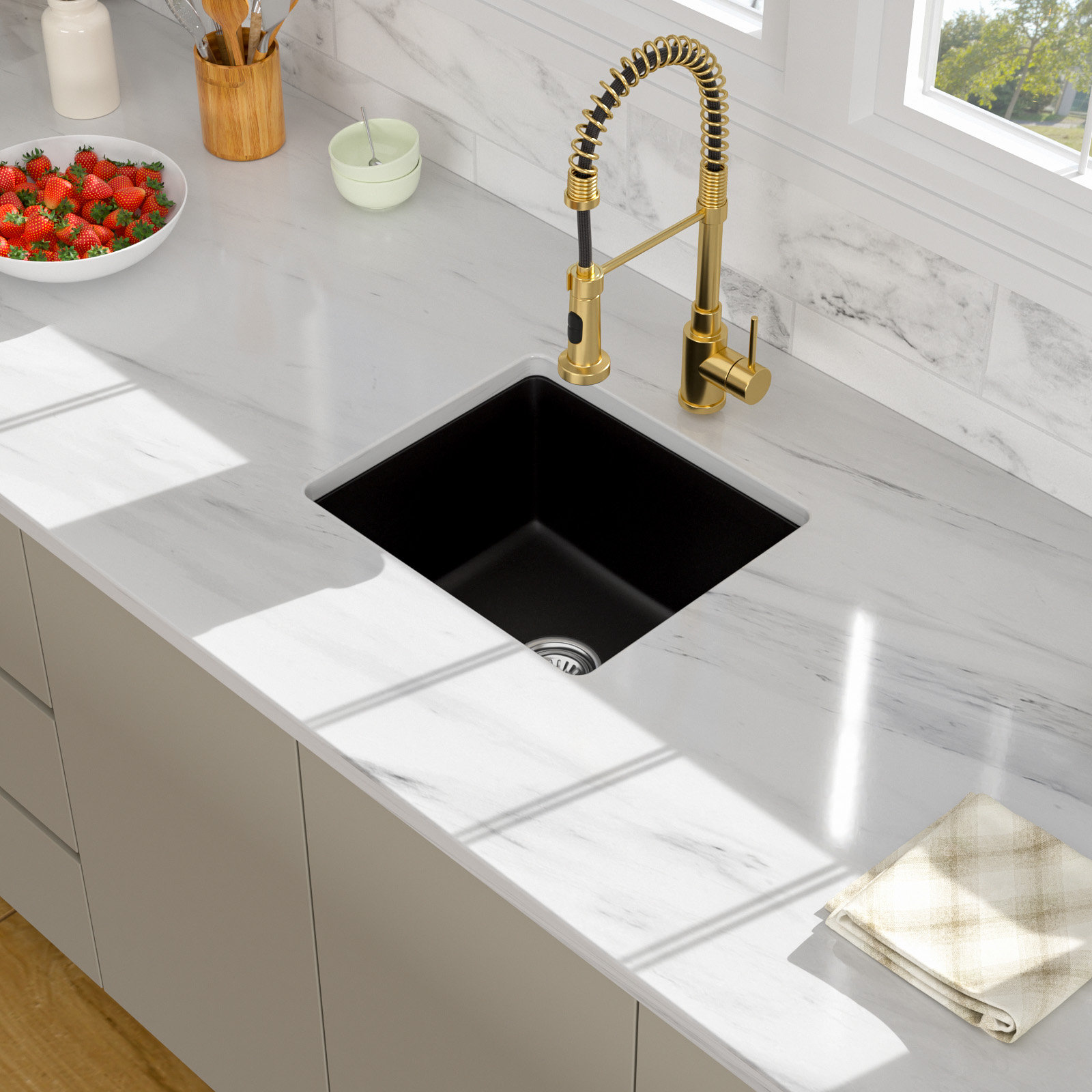 Beslend 18 X 16 Inch Granite Kitchen Sink Undermount Quartz Sink | Wayfair
