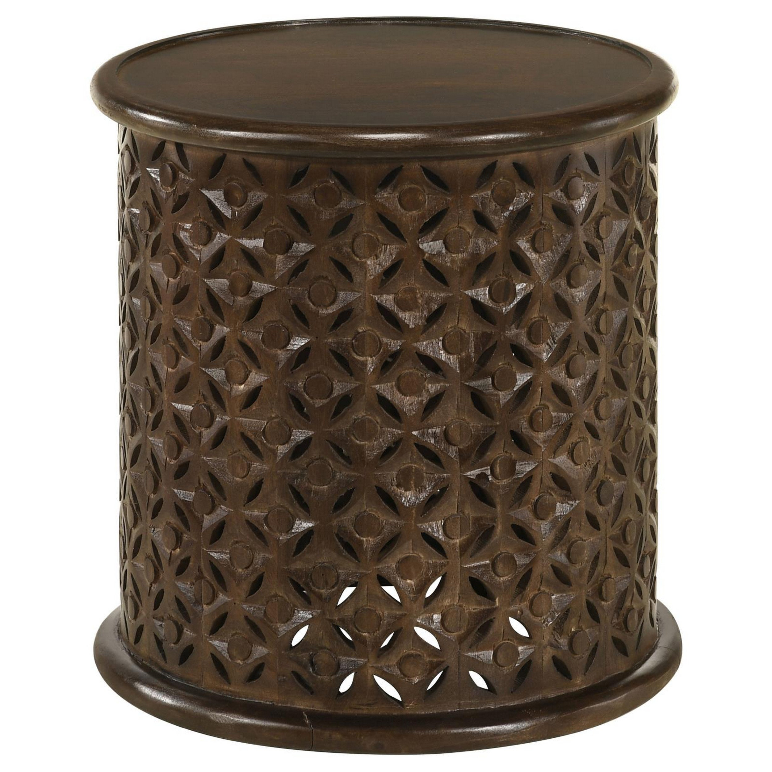 Benjara Kyra Solid Wood Drum End Table | Wayfair