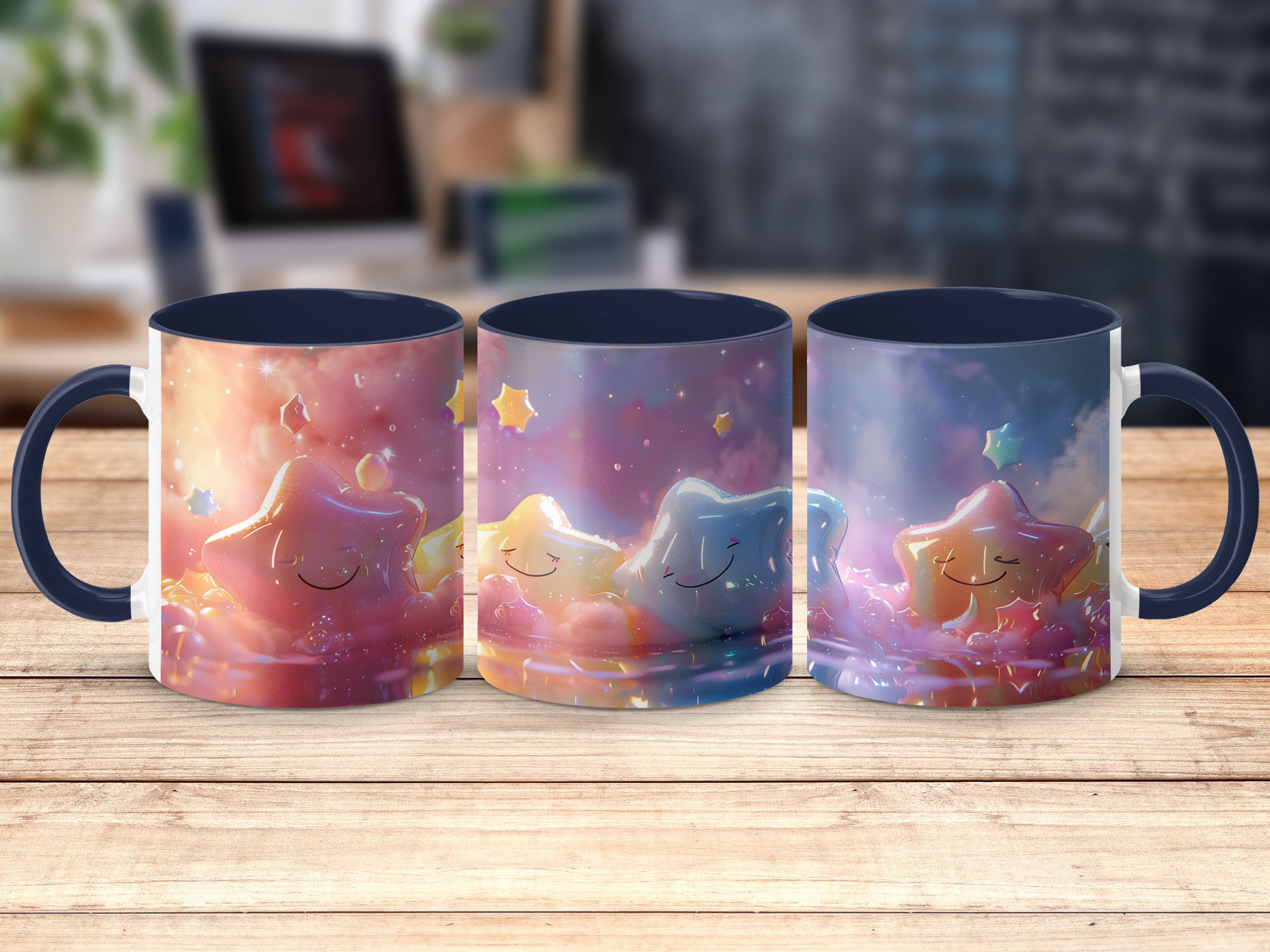 East Urban Home Set of 2 Colourful 3D Design 11oz Accent Mugs – White ...