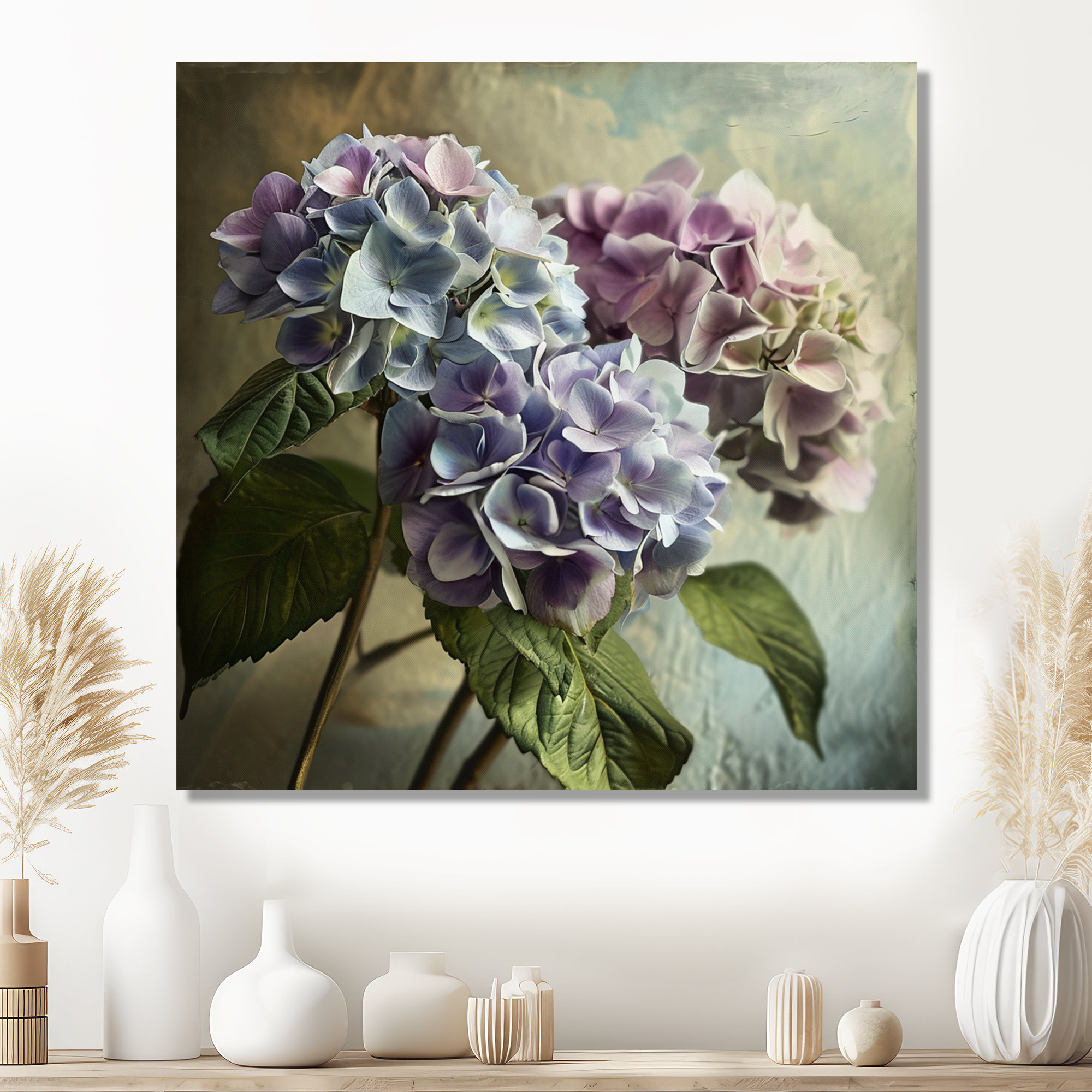 Winston Porter Purple Hydrangea Retro Flowers - Hydrangea Wall Art ...
