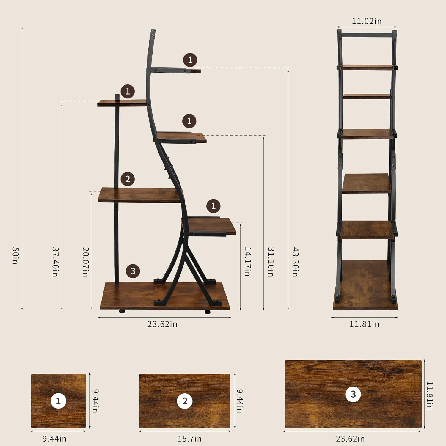 Trent Austin Design Sturdy Plant Stand Indoor With Grow Lights, 6 ...