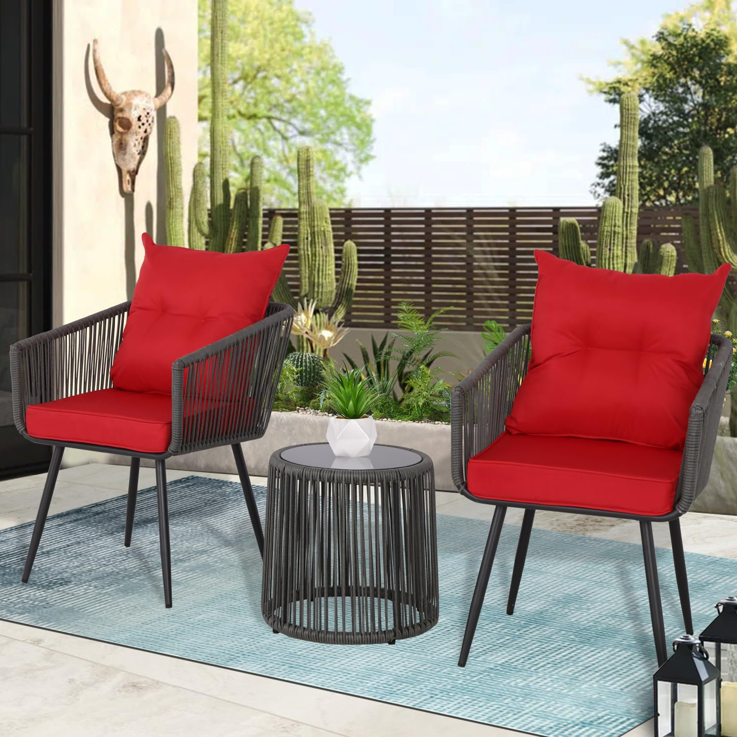George Oliver Kensaku 2 - Person Outdoor Seating Group with Cushions | Wayfair