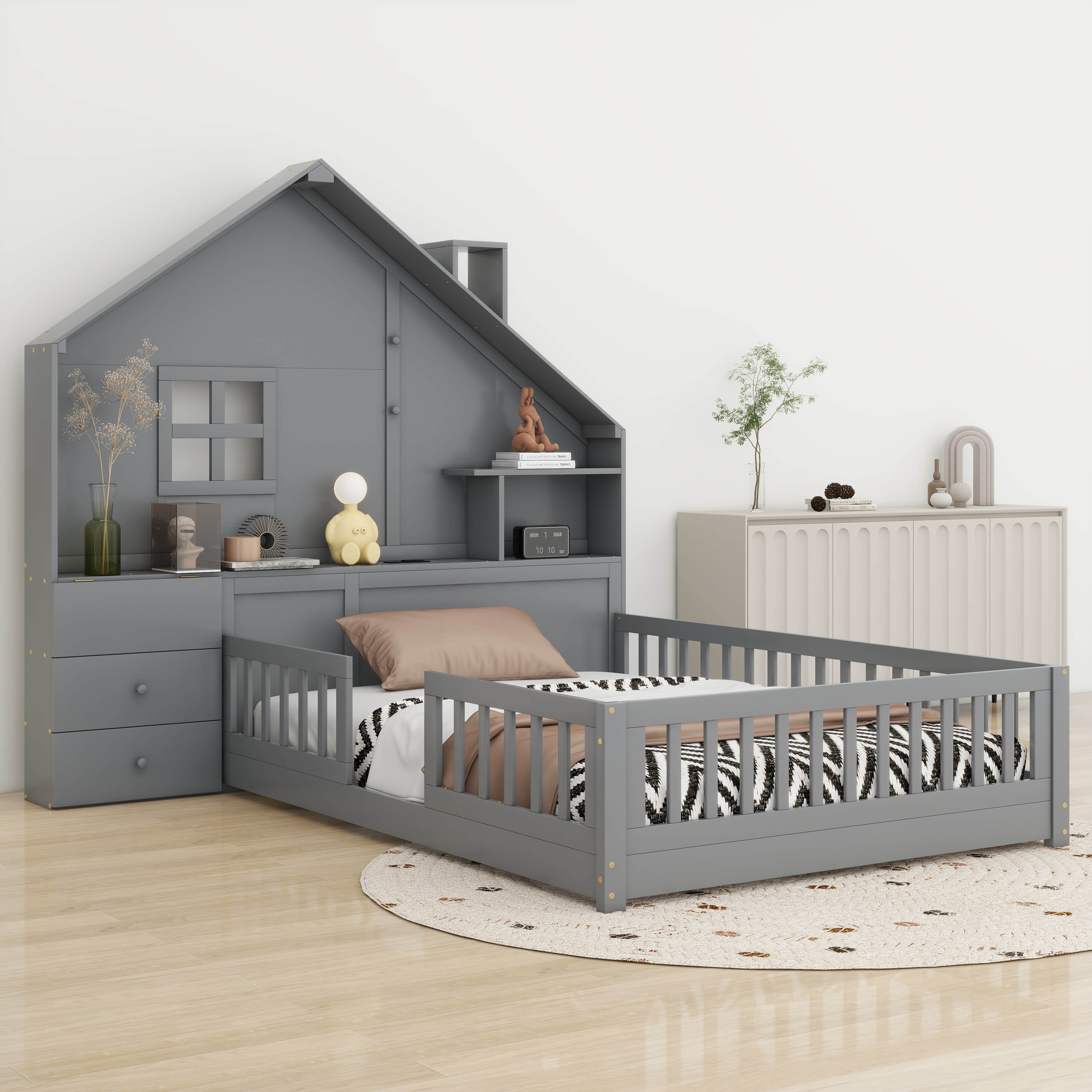 Red Barrel Studio® Hedding Full Size House Bed with Window | Wayfair