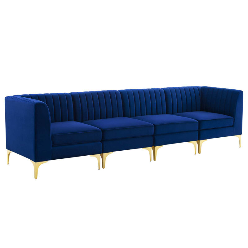 Everly Quinn Triumph Channel Tufted Performance Velvet 4-Seater Sofa ...