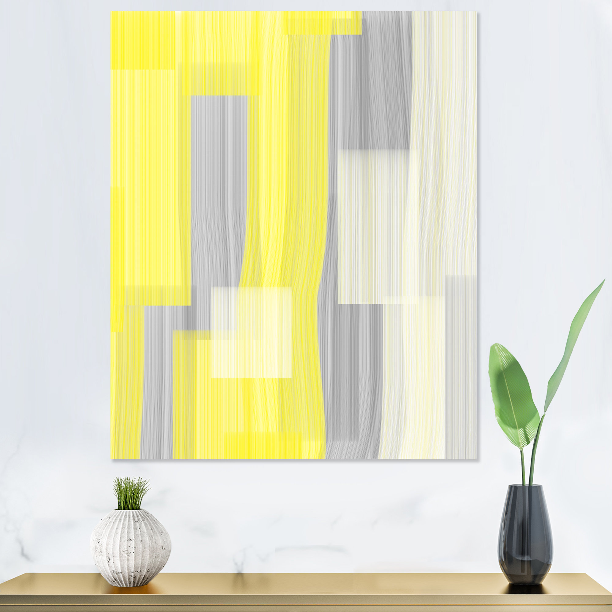Wrought Studio™ Gray And Yellow Merging Abstract XI - Modern ...