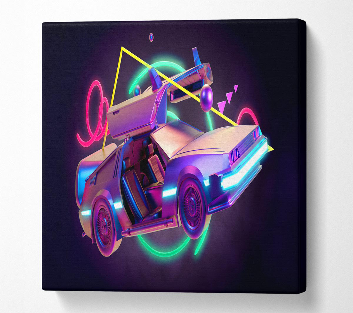 Metro Lane Delorean Car Neon - Wrapped Canvas Art Prints | Wayfair.co.uk