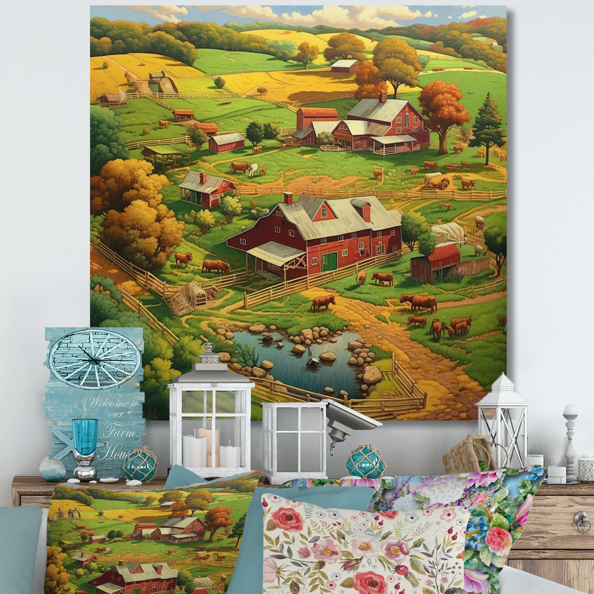 Rosalind Wheeler Farmstead Charm - Farm Canvas Art Print | Wayfair