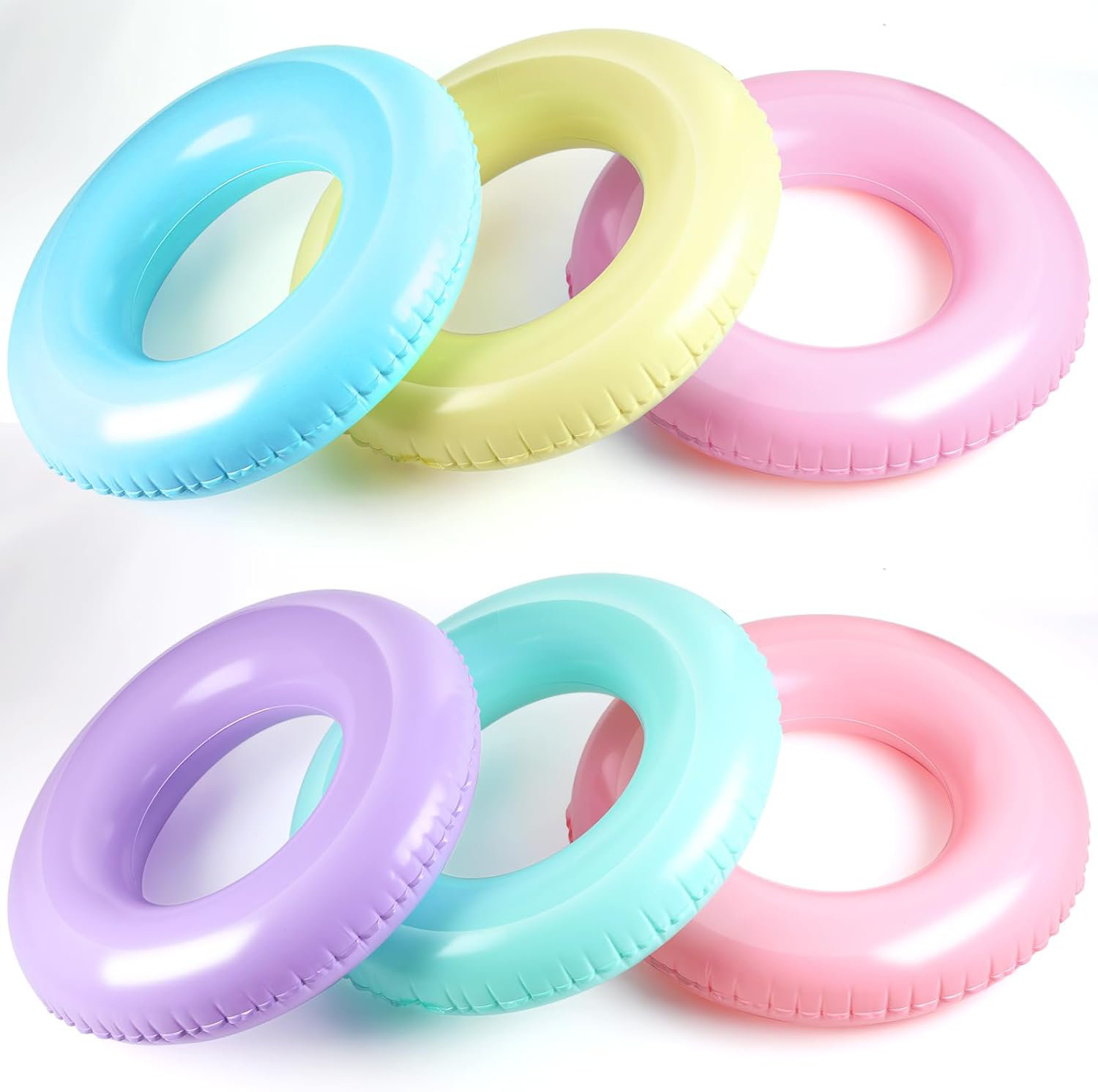 VIKICHER 6 Pcs Inflatable Pool Floats Macaron Swim Inner Tube For ...
