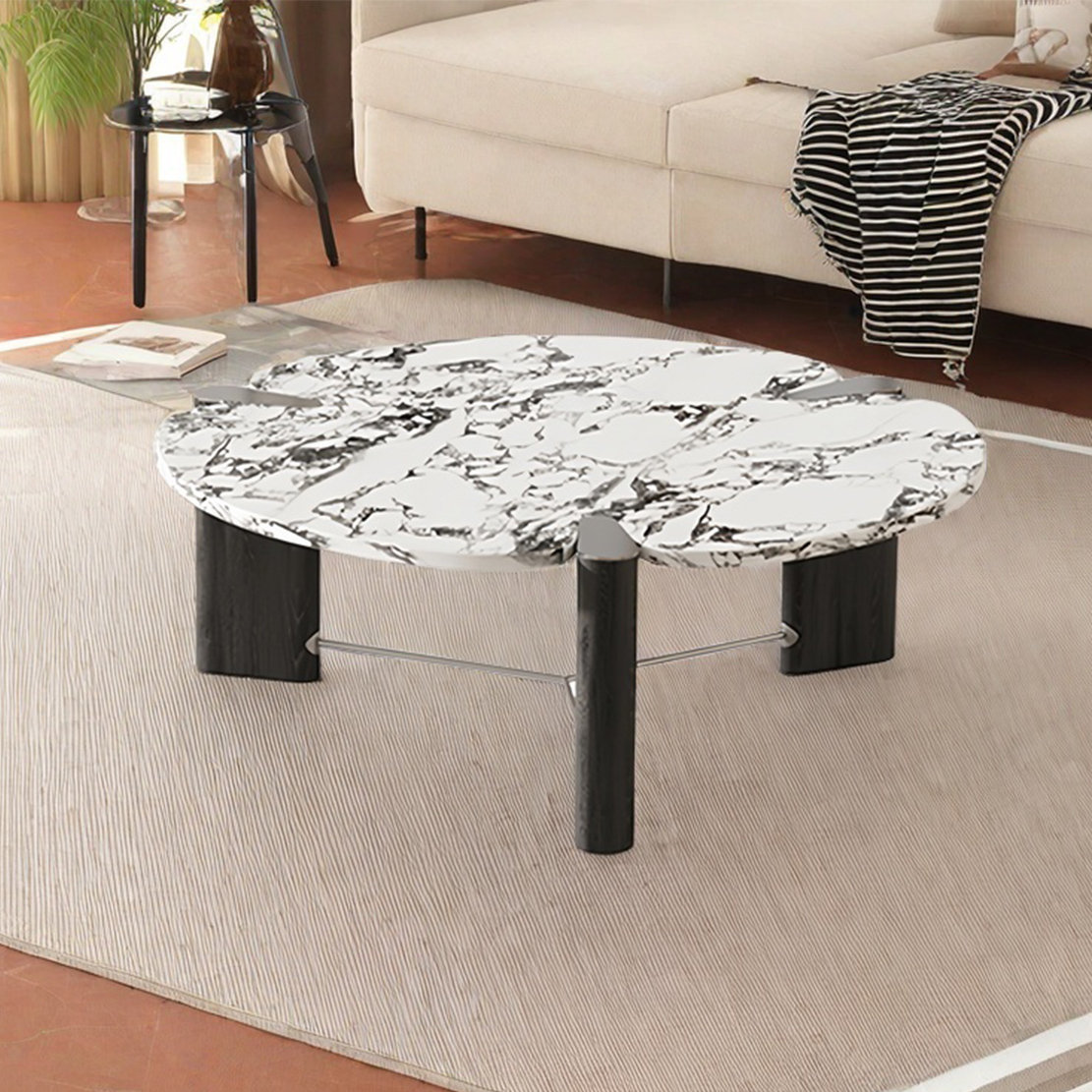 LIZIYE Modern light luxury round marble coffee table | Wayfair