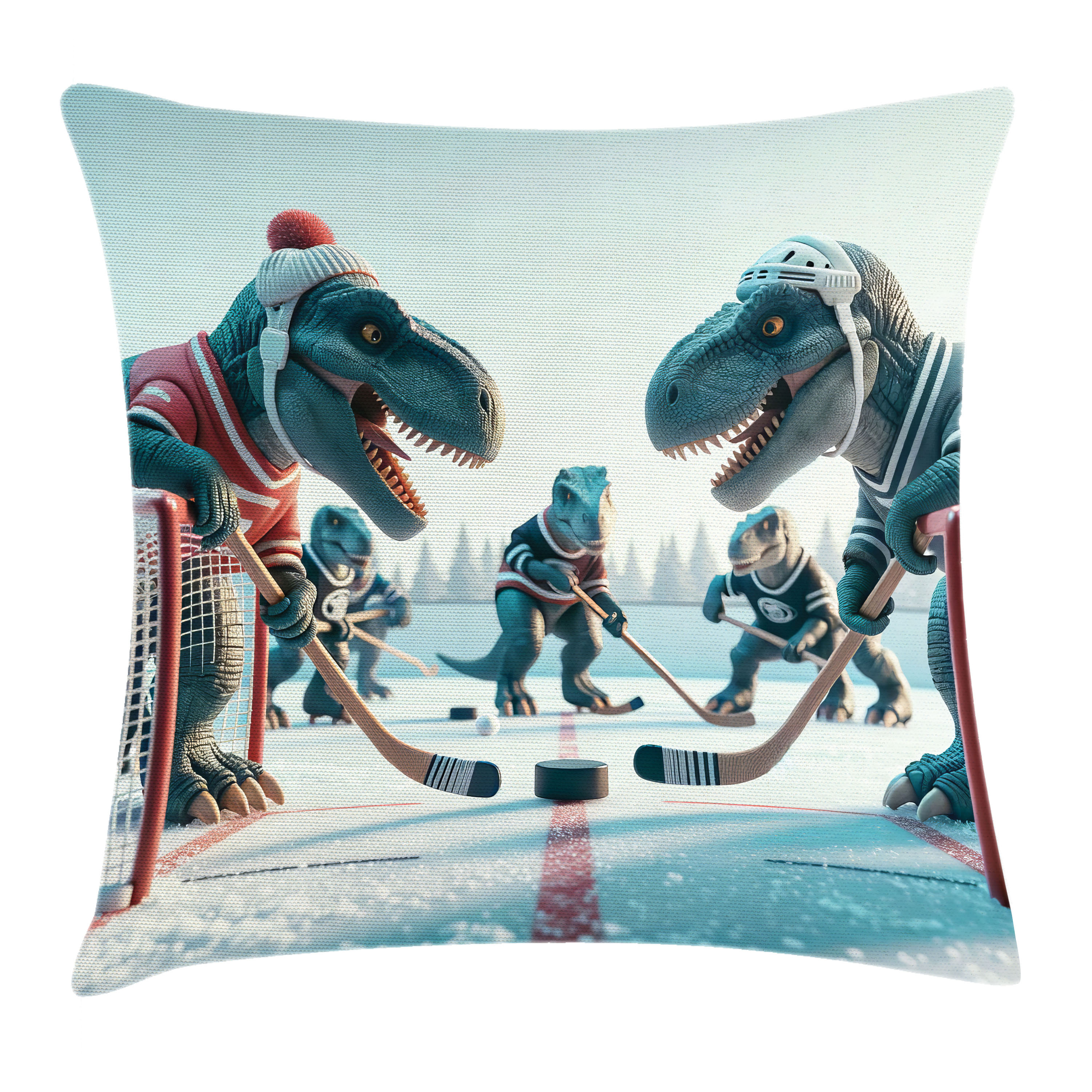 Ambesonne Throw Pillow Cushion Cover T-Rex Playing Ice Hockey 40 ...