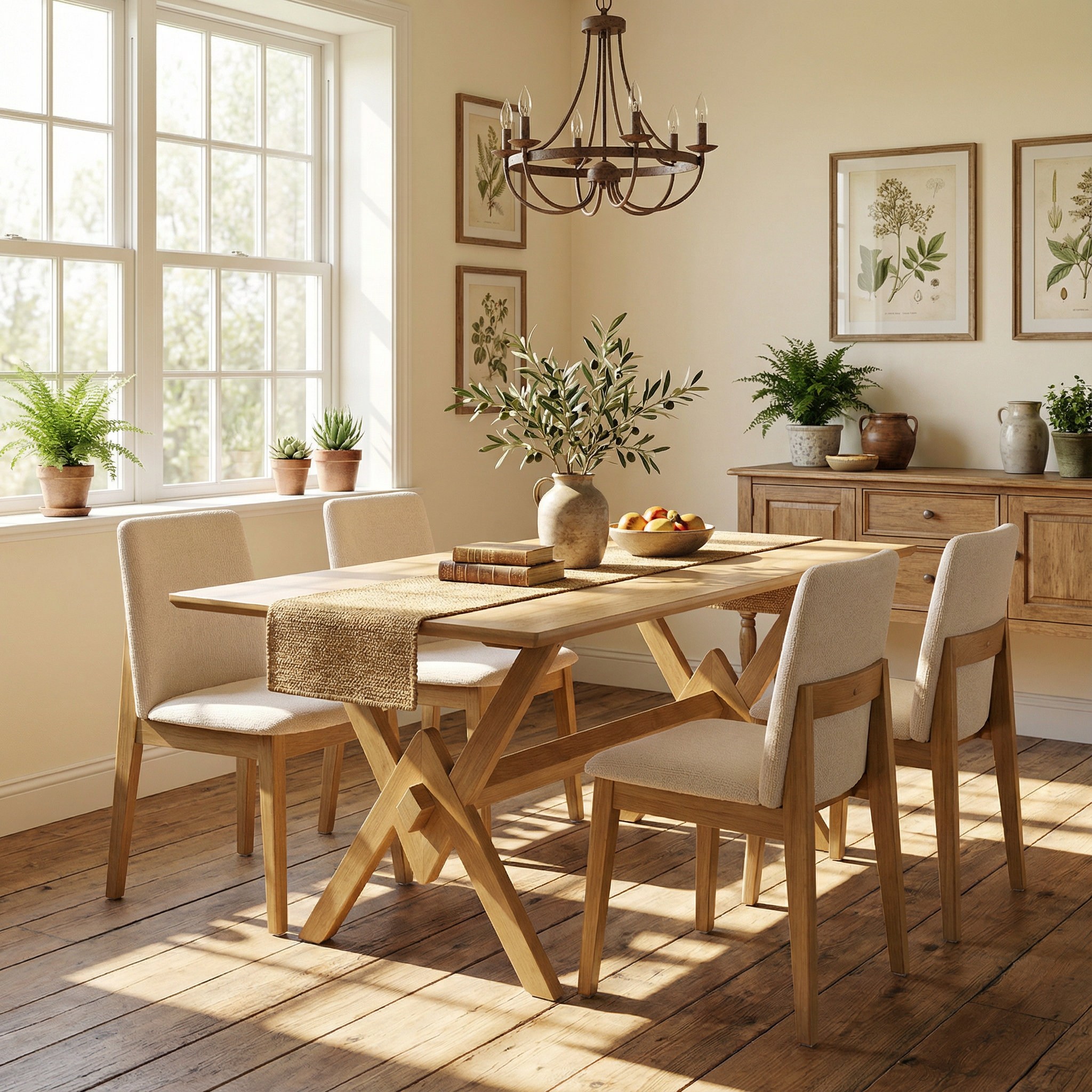 George Oliver Urquhart Modern Farmhouse Wood Dining Set With Double V ...