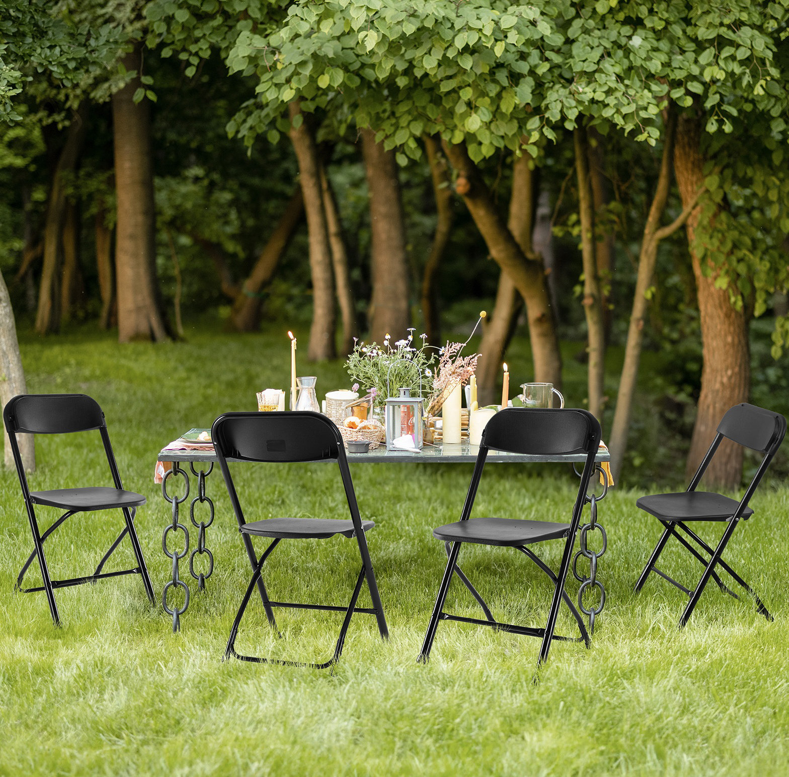 Inbox Zero 4-Pack Folding Chair, Indoor Outdoor Portable, Stackable for ...