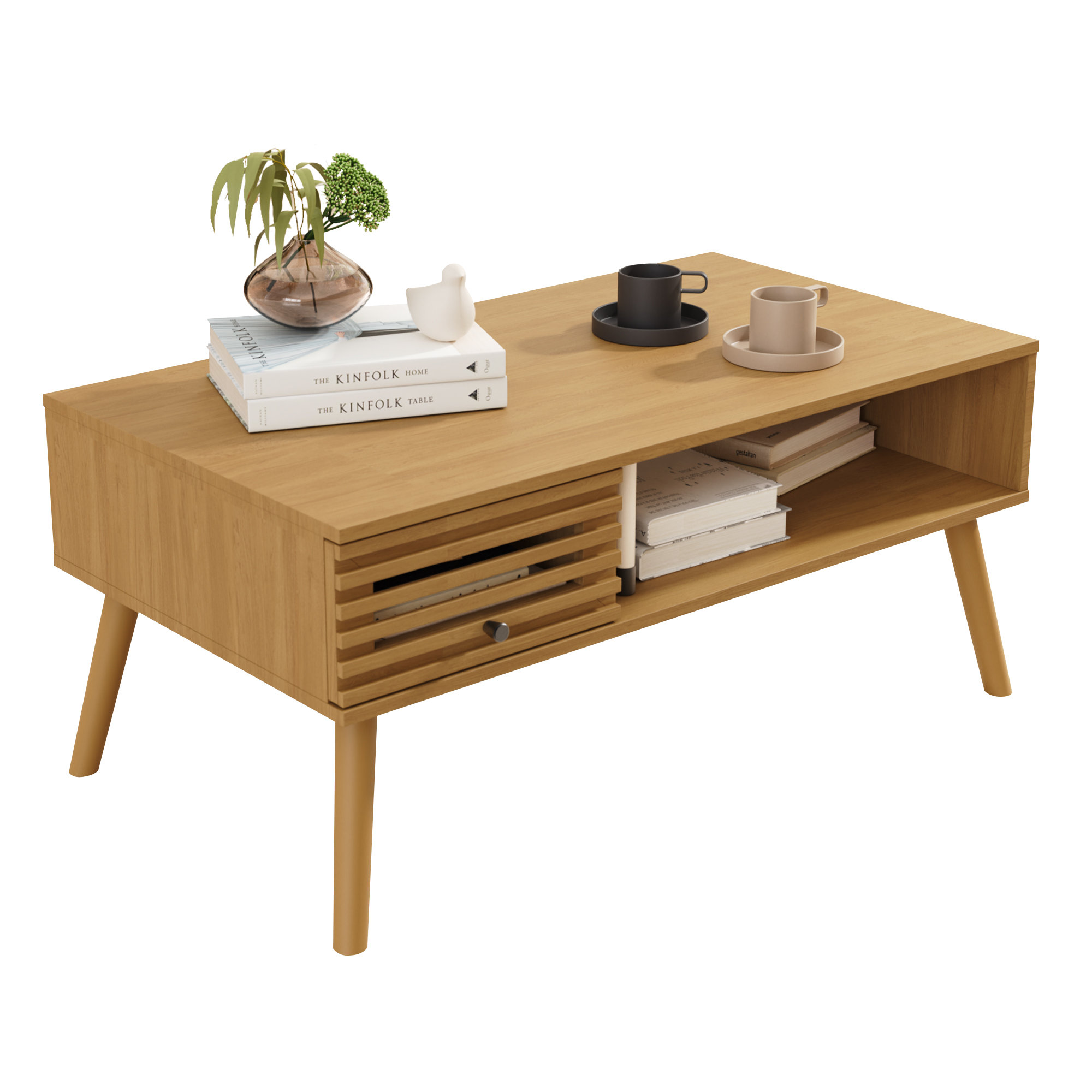 George Oliver Coffee Table, Mid Century Modern Table With Storage ...