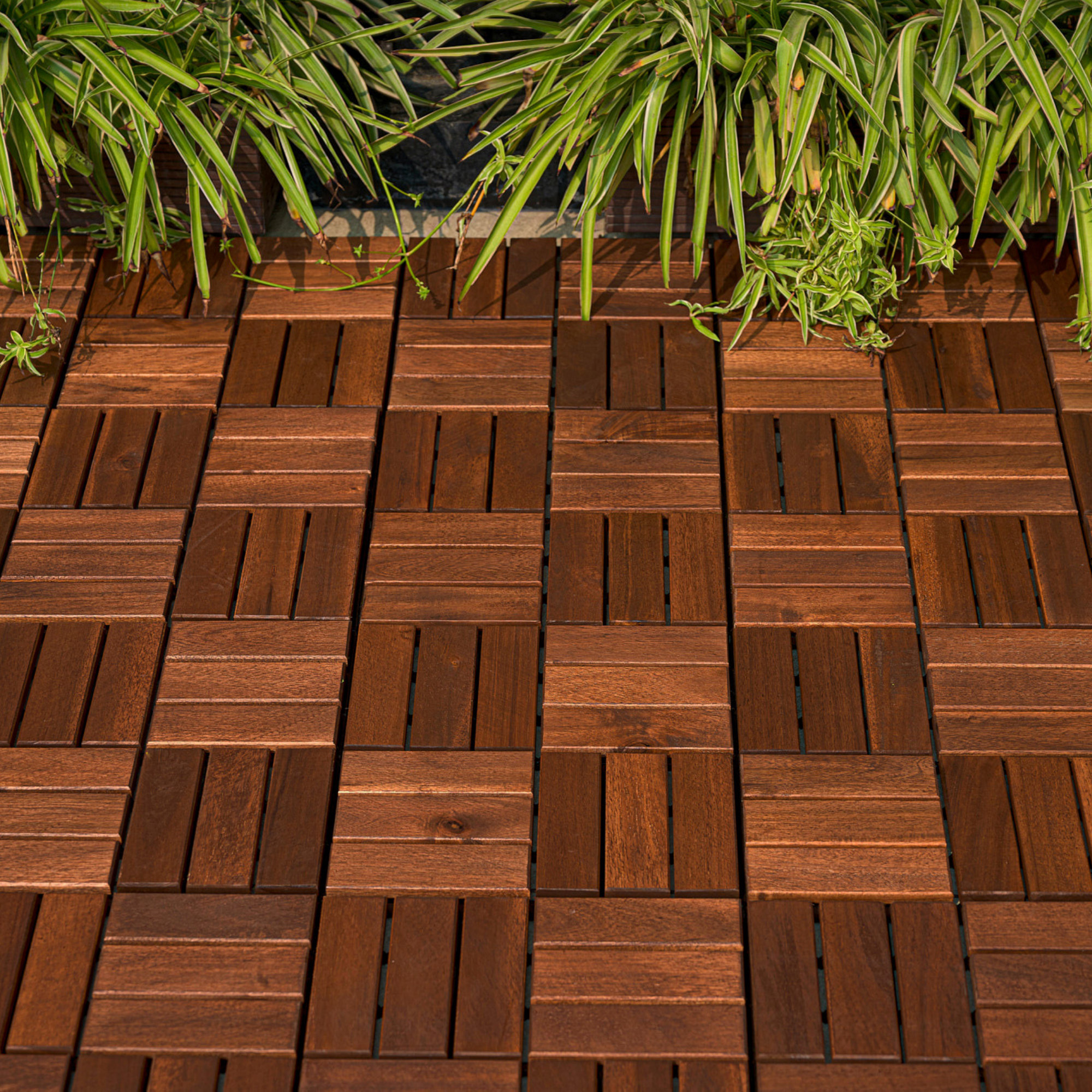 GOGEXX 12 In.W X 12 In. L Outdoor Checker Pattern Square Wood ...