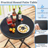 Ebern Designs 3 PCS Folding Patio Bistro Set with Tempered Glass Coffee ...