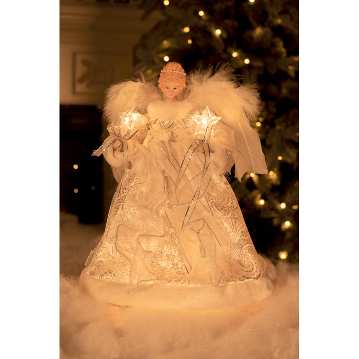 The Holiday Aisle® White Wood Christmas Tree Topper - Lighted & Reviews ...